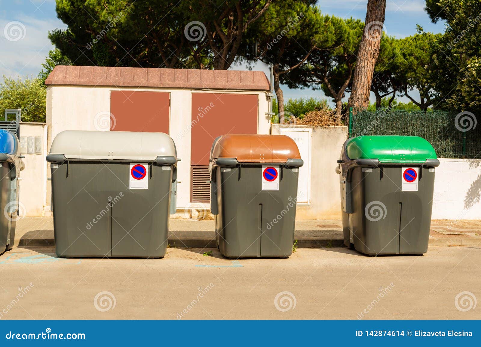 Recycle Bins on the Street. Concept of Save of the Environment Stock ...