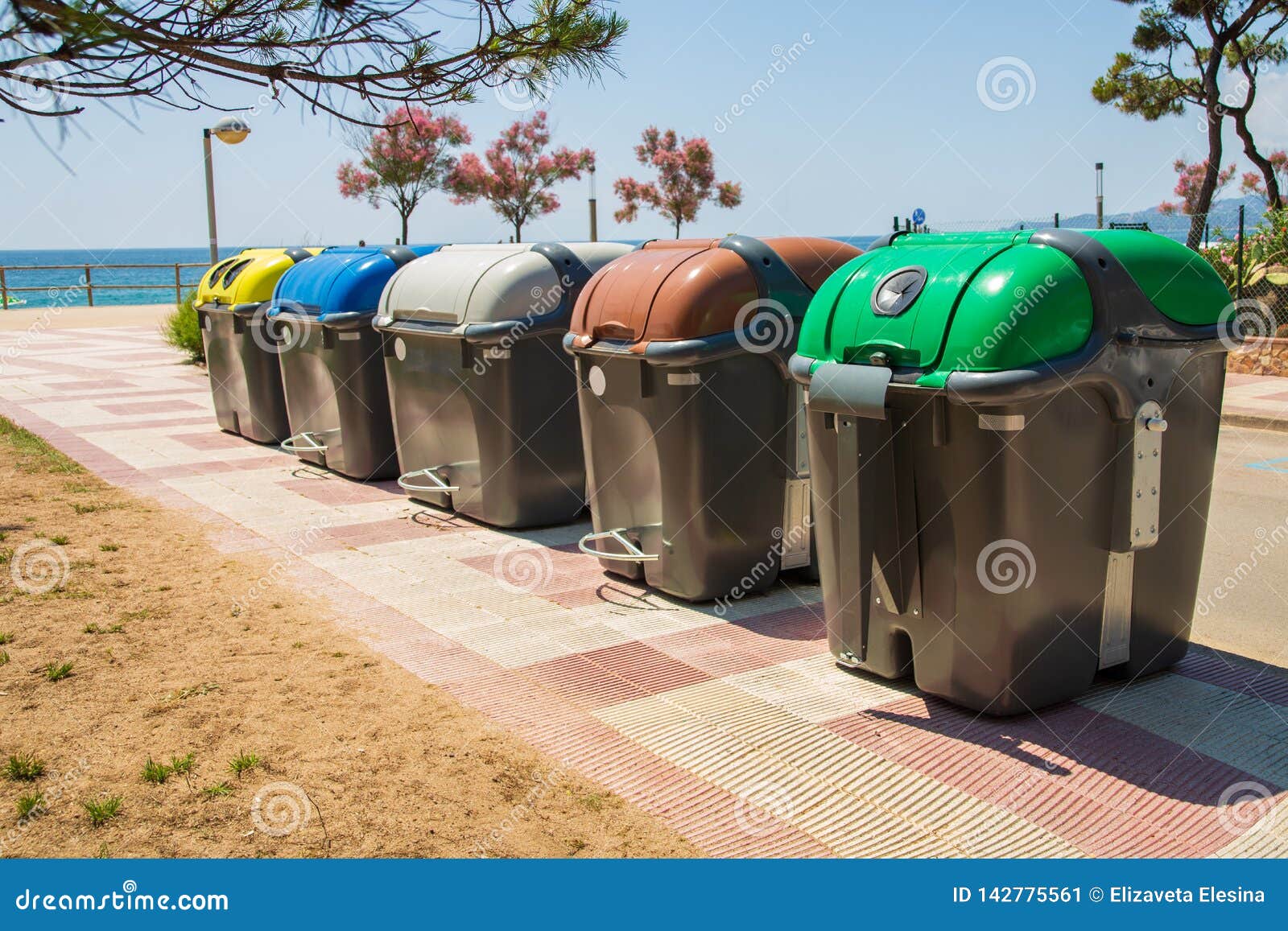 Recycle Bins For Waste In The Park. Save The Concept Of The Environment ...