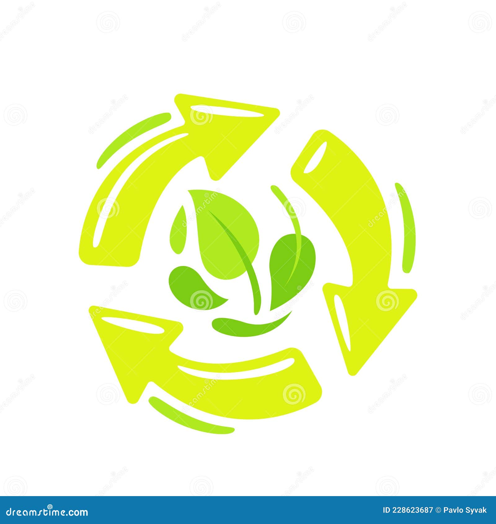 Recycle, Biodegradable Symbol With Circulate Rotating Green Arrows And ...