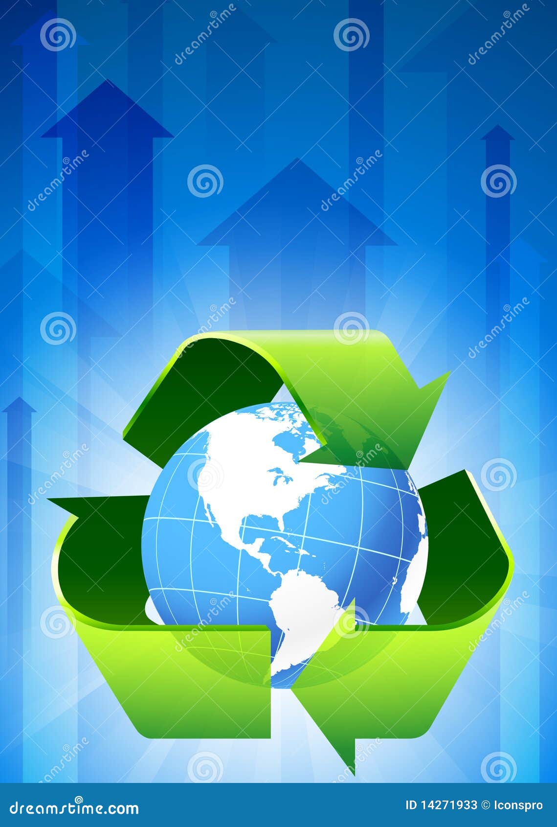 Recycle on Blue Arrow Background Stock Illustration - Illustration of ...