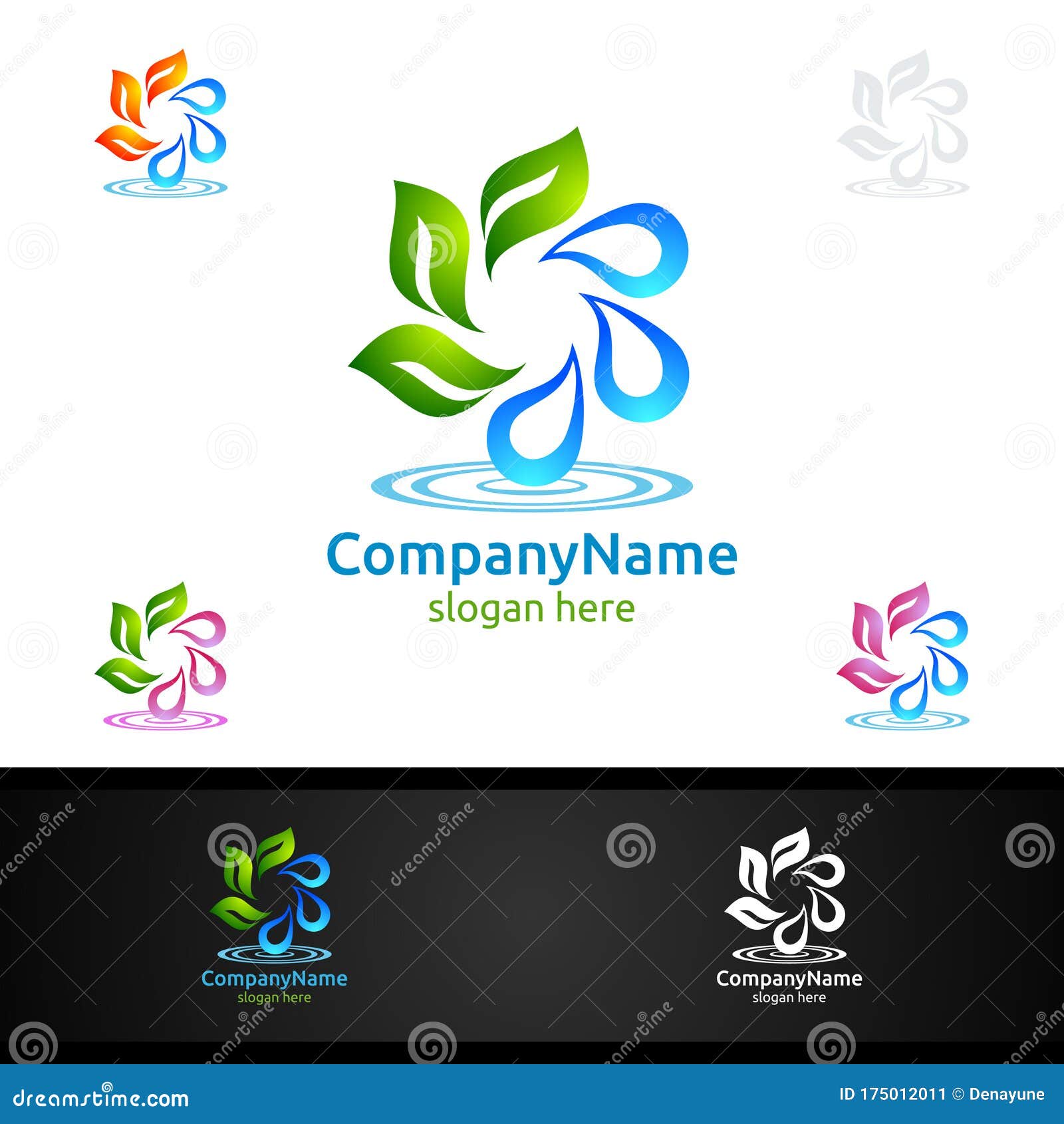 Recycle Blue Water Drop with Green Leaf Ecology Logo Design Stock ...
