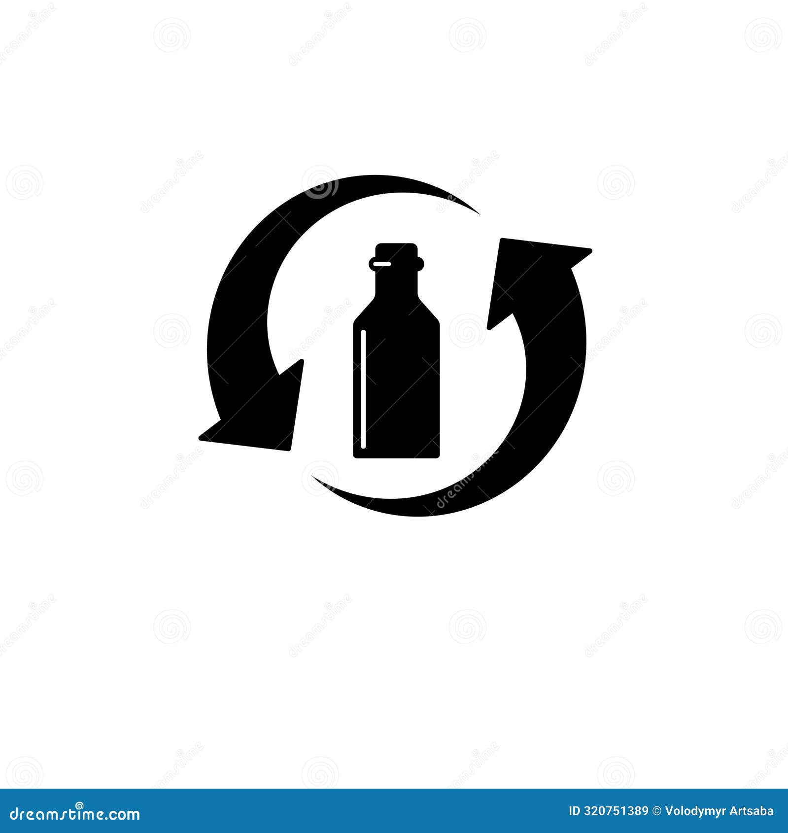 Recycle Bottle, Reuse Bottles Solid Flat Vector Icon Isolated on White ...