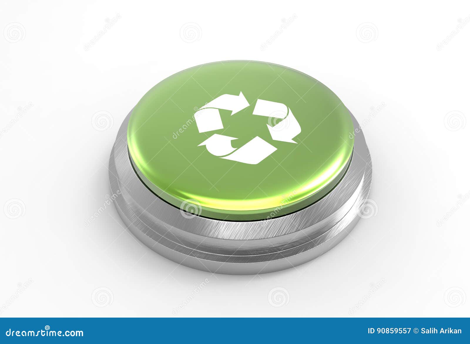 Recycle Button Isolated on White Background. 3D Illustrating Stock ...