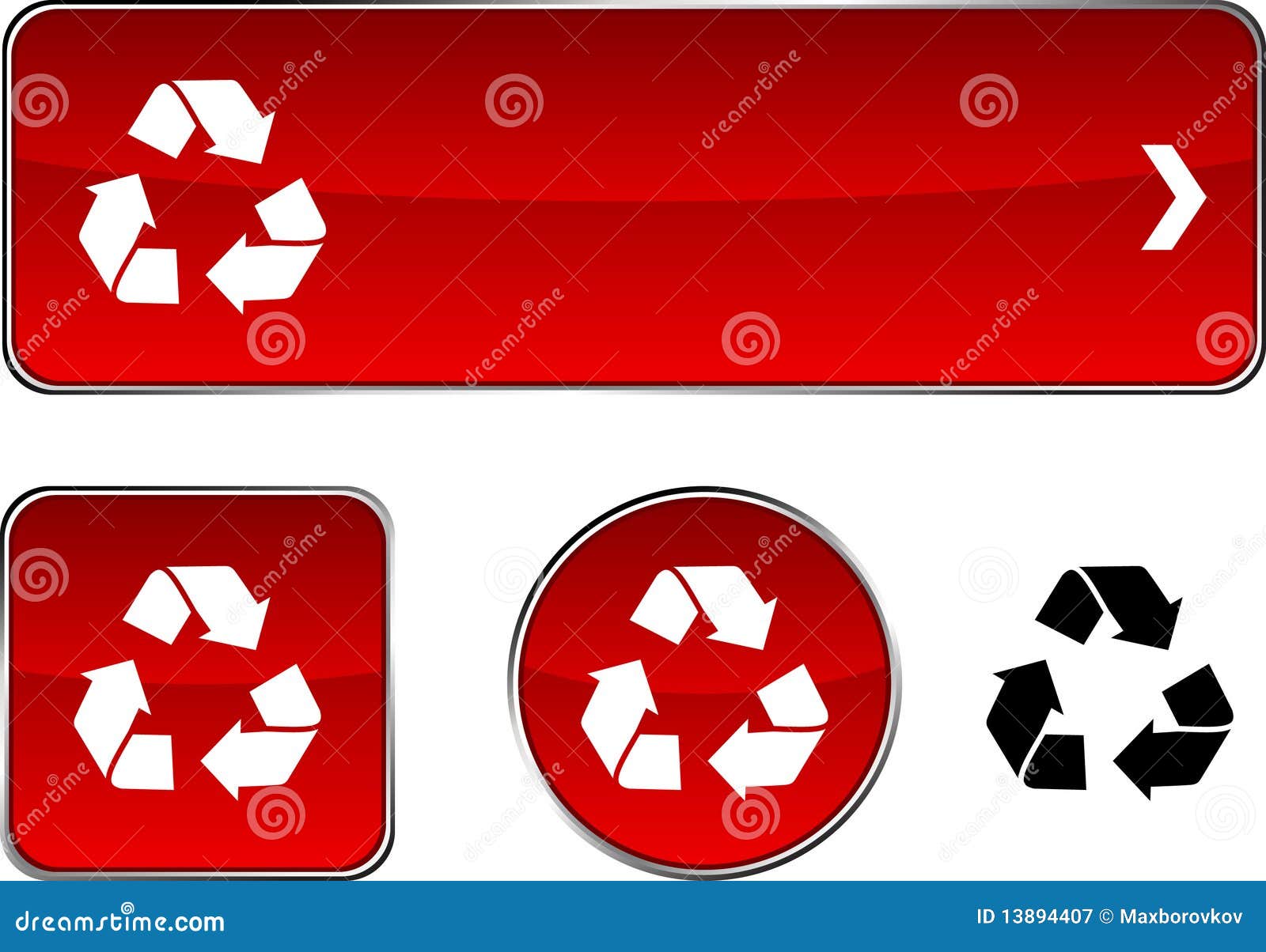 Recycle button set. stock vector. Illustration of glass - 13894407