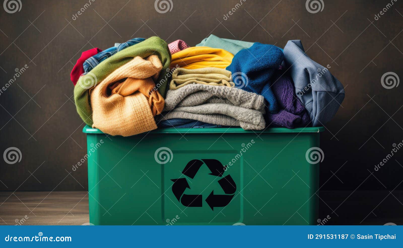 Recycle Clothes Concept. Recycling Box Full Of Clothes Stock Image ...