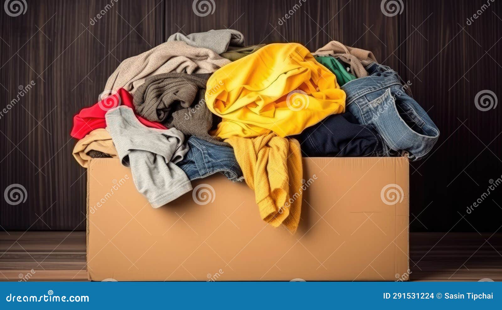 Recycle Clothes Concept. Recycling Box Full of Clothes Stock ...