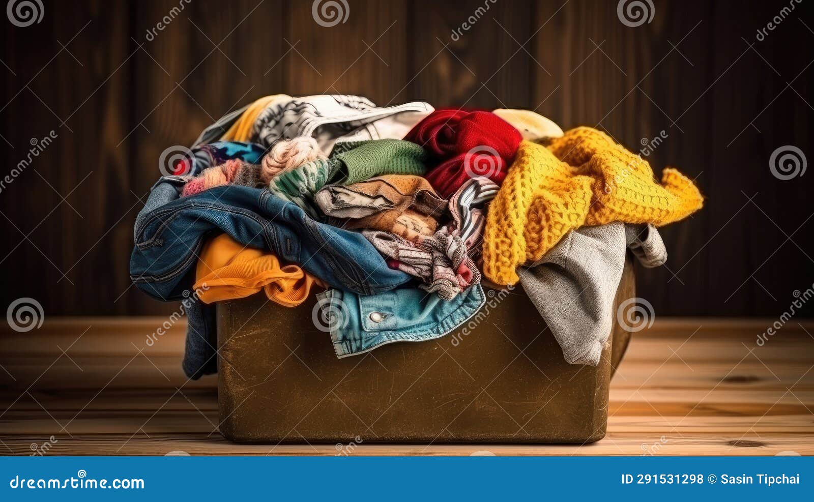 Recycle Clothes Concept. Recycling Box Full of Clothes Stock Photo ...