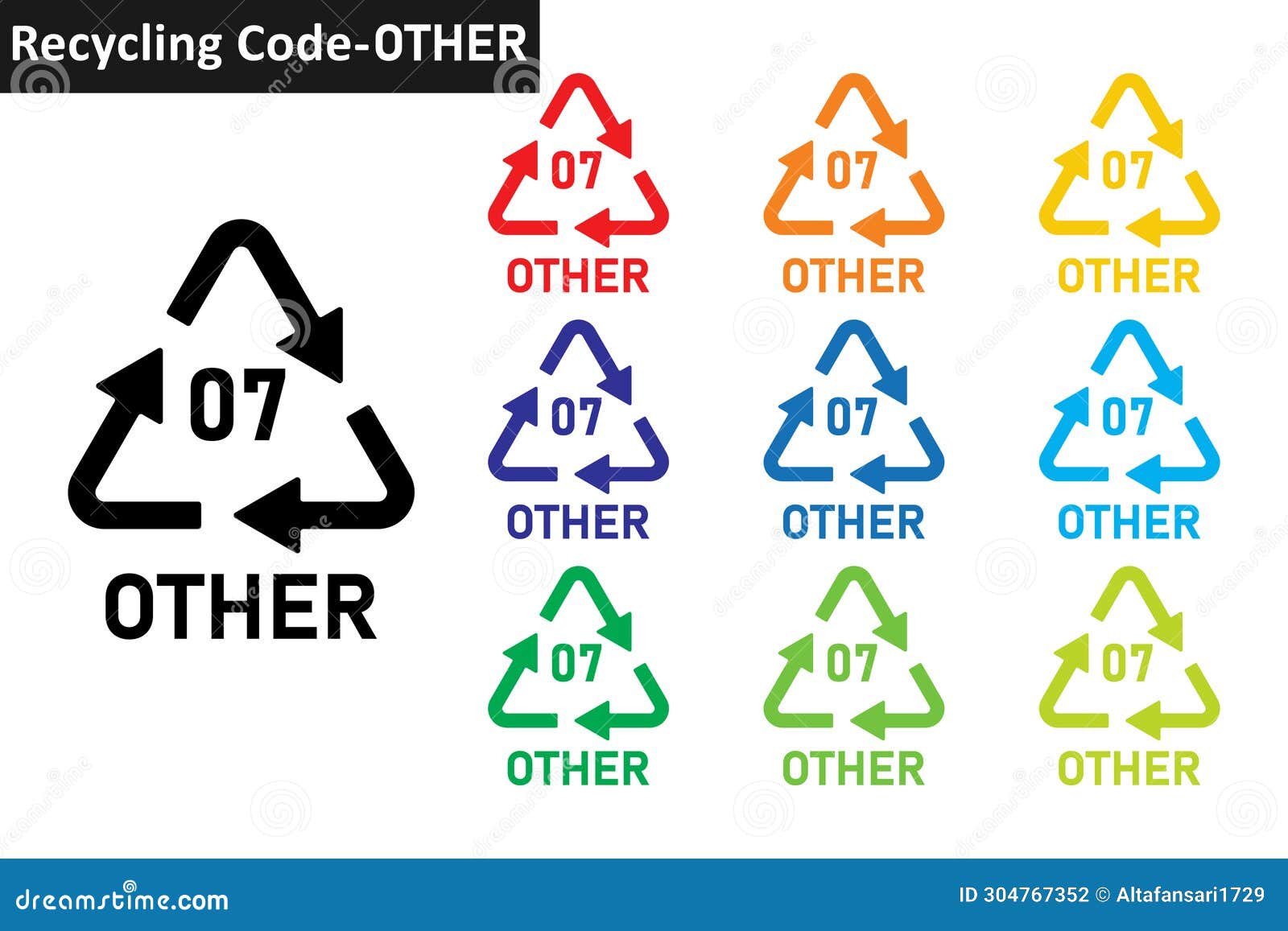 Set of Plastic Recycling Code Symbol Icon 07 OTHER. Stock Illustration ...
