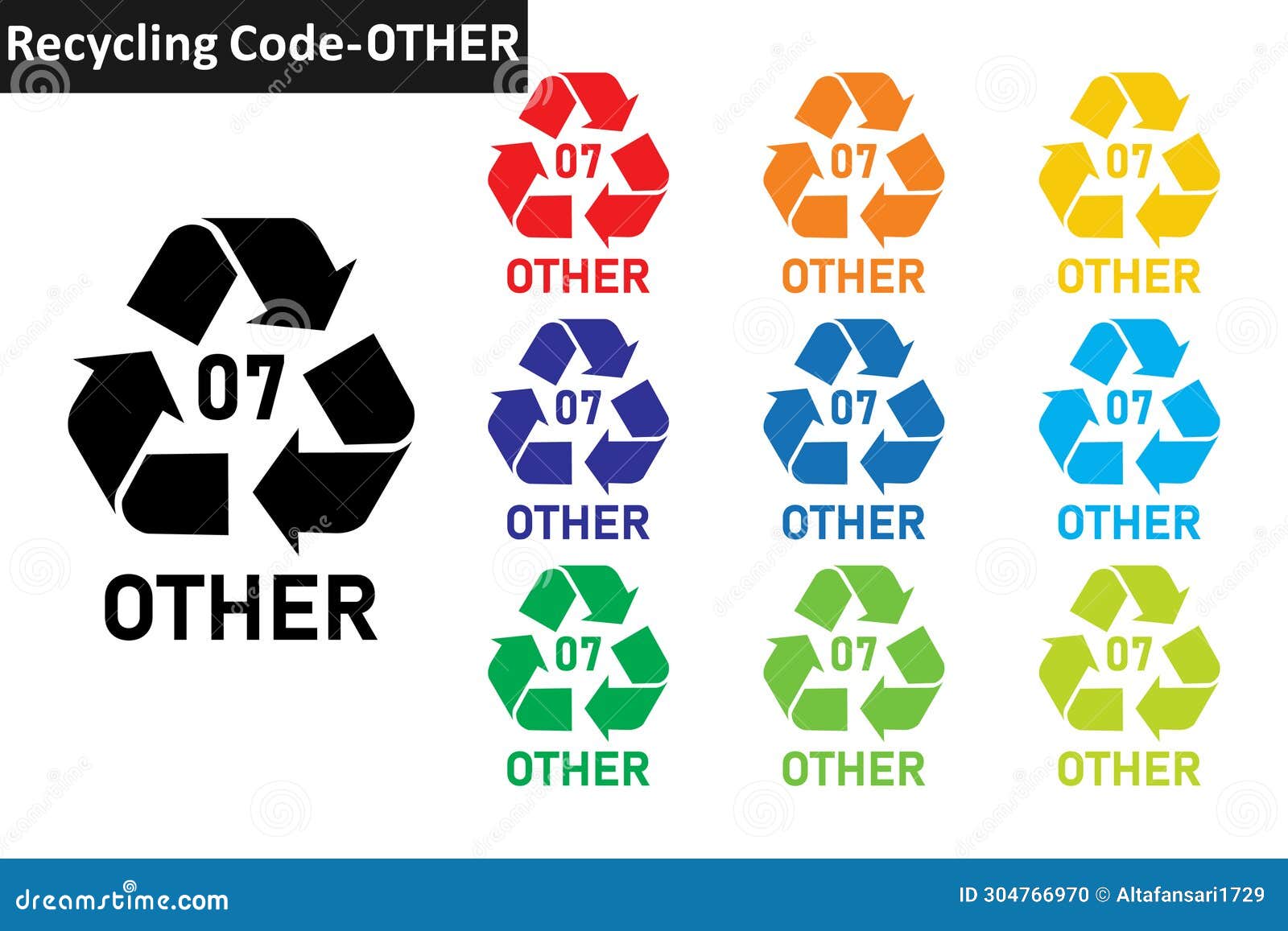 Set of Plastic Recycling Code Symbol Icon 07 OTHER. Stock Illustration ...