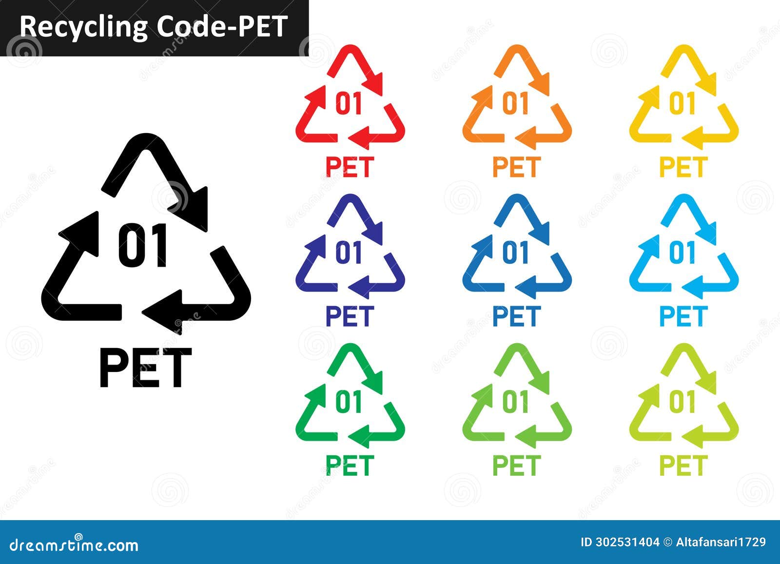 Recycle Code PET set stock vector. Illustration of mobius - 302531404