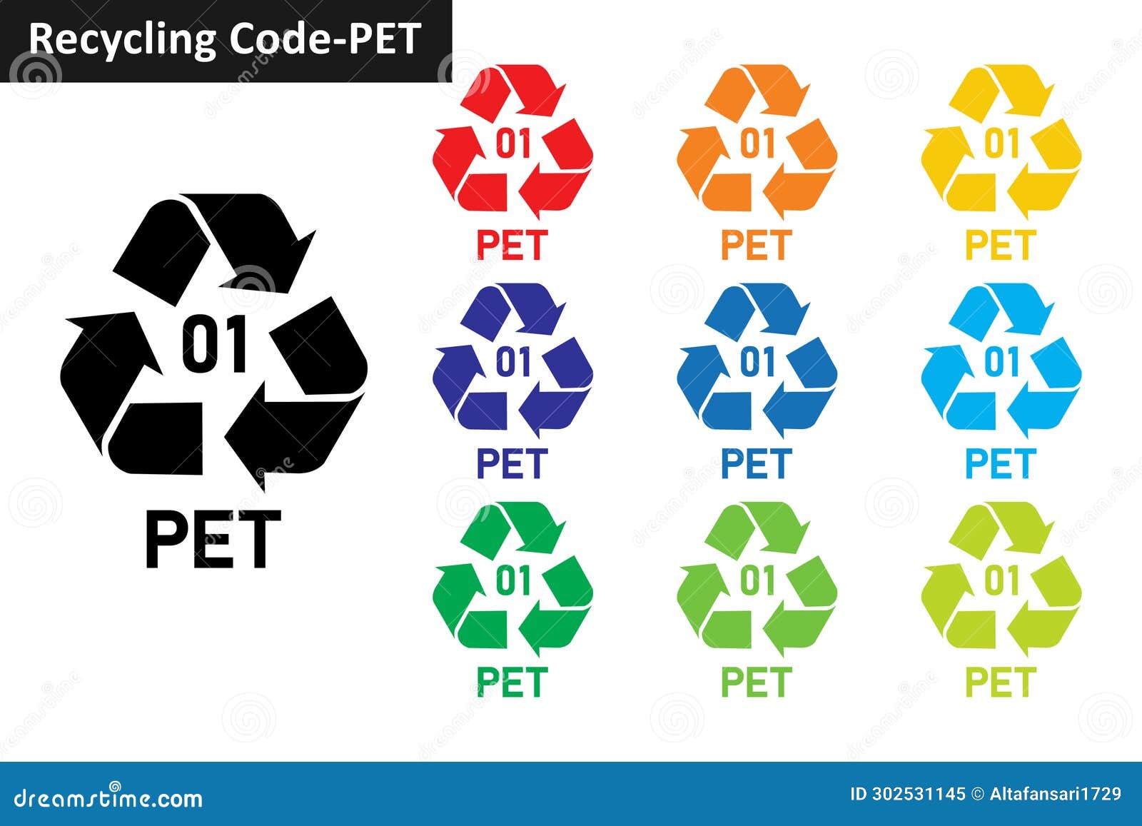 Recycle Code PET Set- Mobius Strip Stock Vector - Illustration of ...