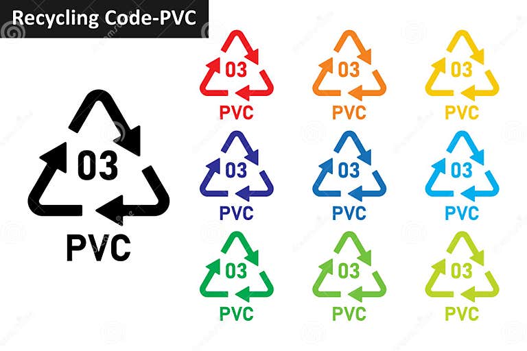 Recycle Code PVC Set. Plastic Recycling Symbols 03 PVC. Stock Vector ...