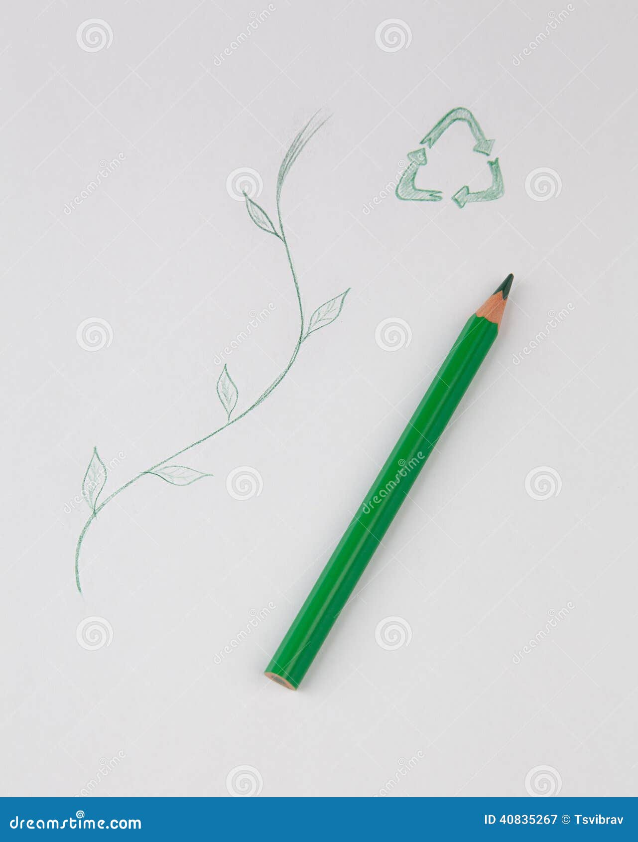 Recycle Concept in Drawing and a Pencil Stock Image - Image of natural ...
