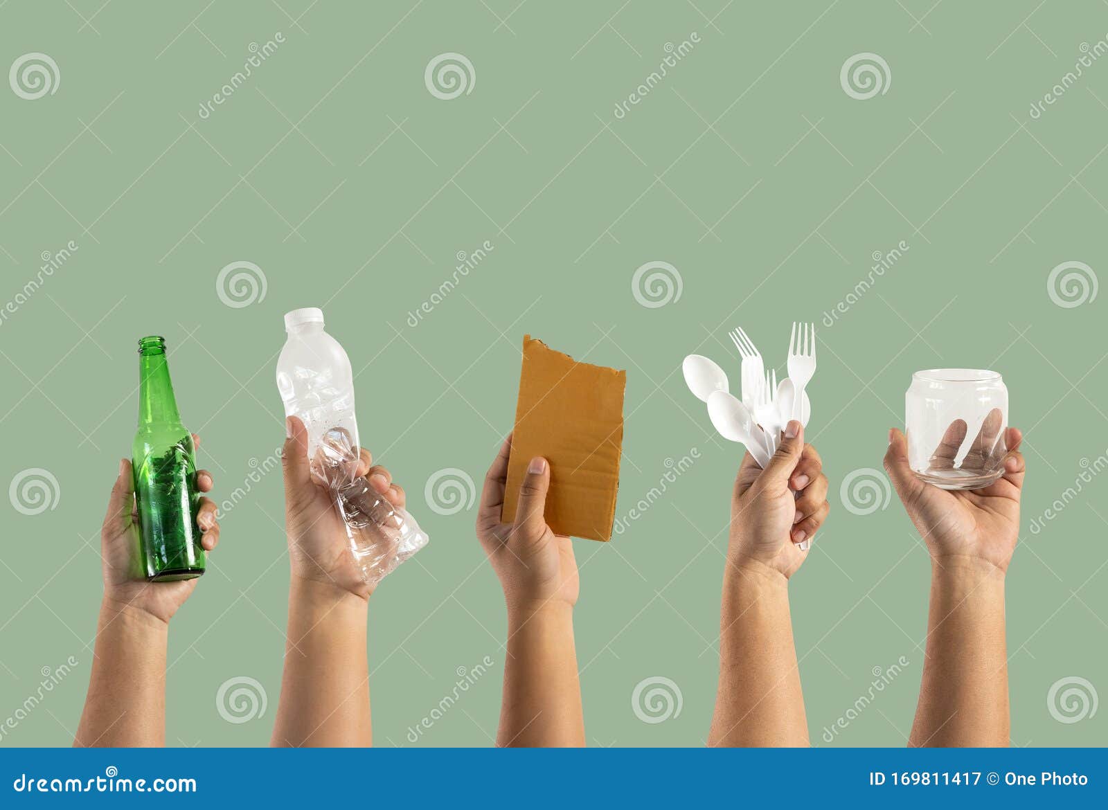 Recycle Different Types of Garbage Ecology Concept Holding Garbage ...