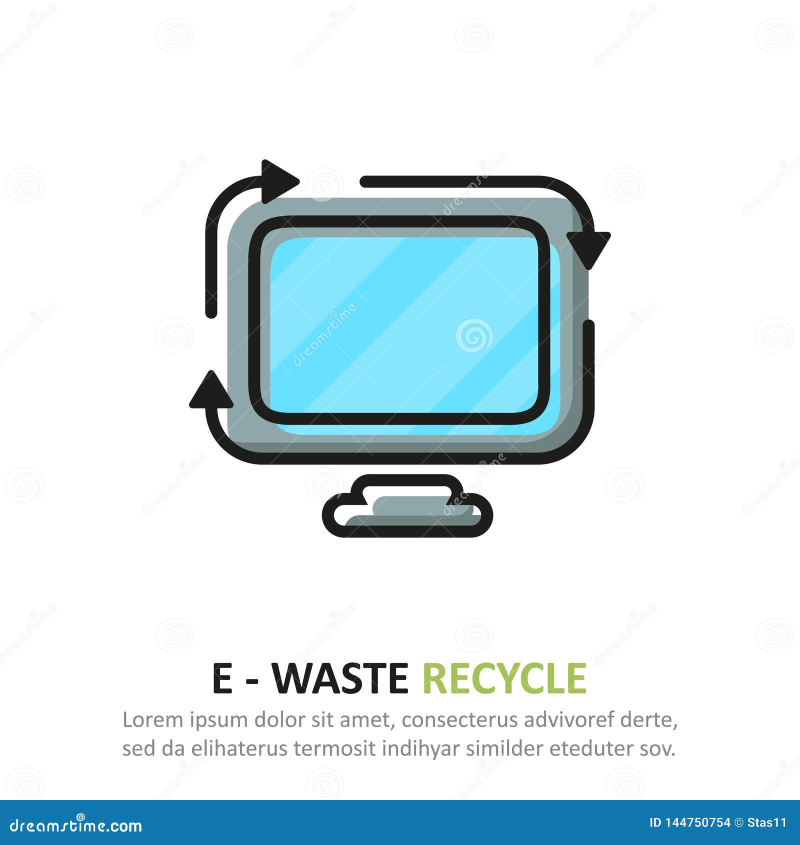 Recycle E Waste Icon in a Flat Design. Vector Illustration Stock Vector ...