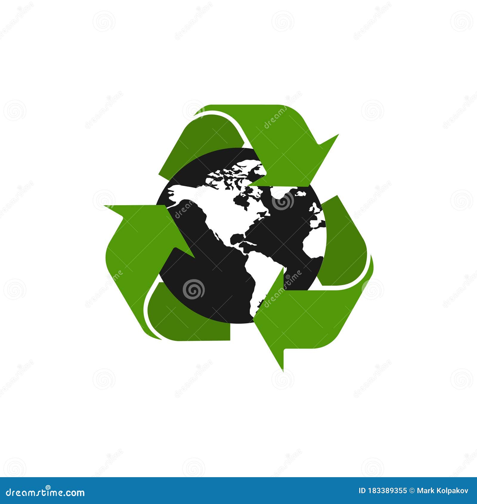 Recycle Earth. World Map Vector Abstract Illustration in Flat Stock ...