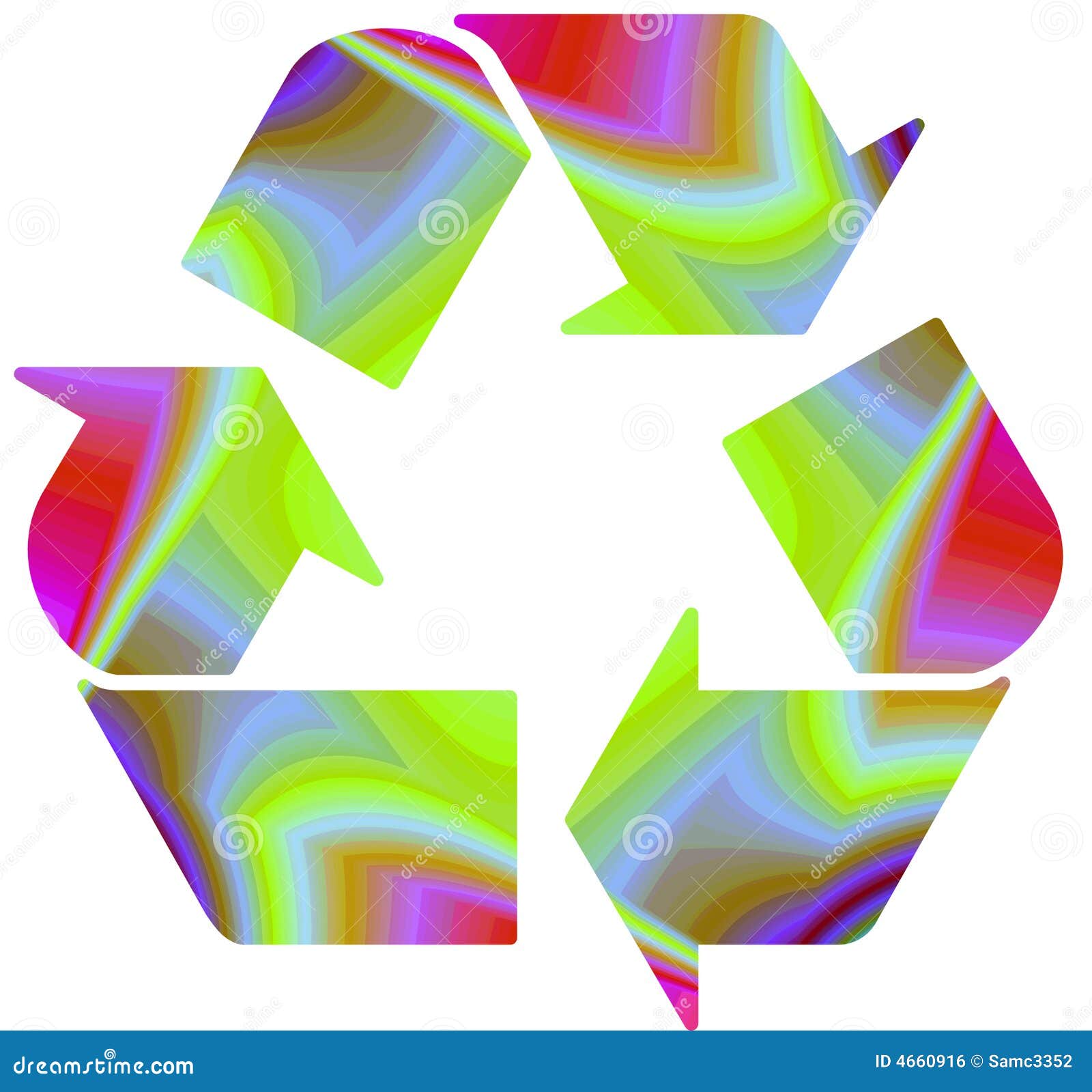 Recycle on funky rainbow stock illustration. Illustration of decorative ...