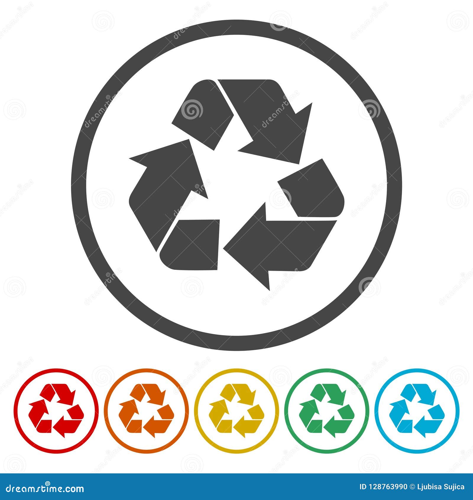 Recycle Icon in Circle . Vector Illustration Stock Vector ...