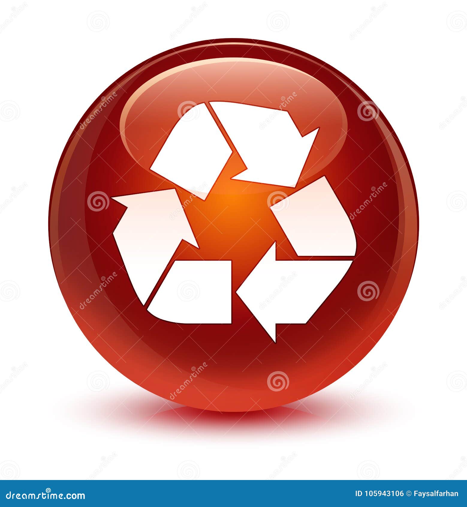 Recycle Icon Glassy Brown Round Button Stock Illustration ...
