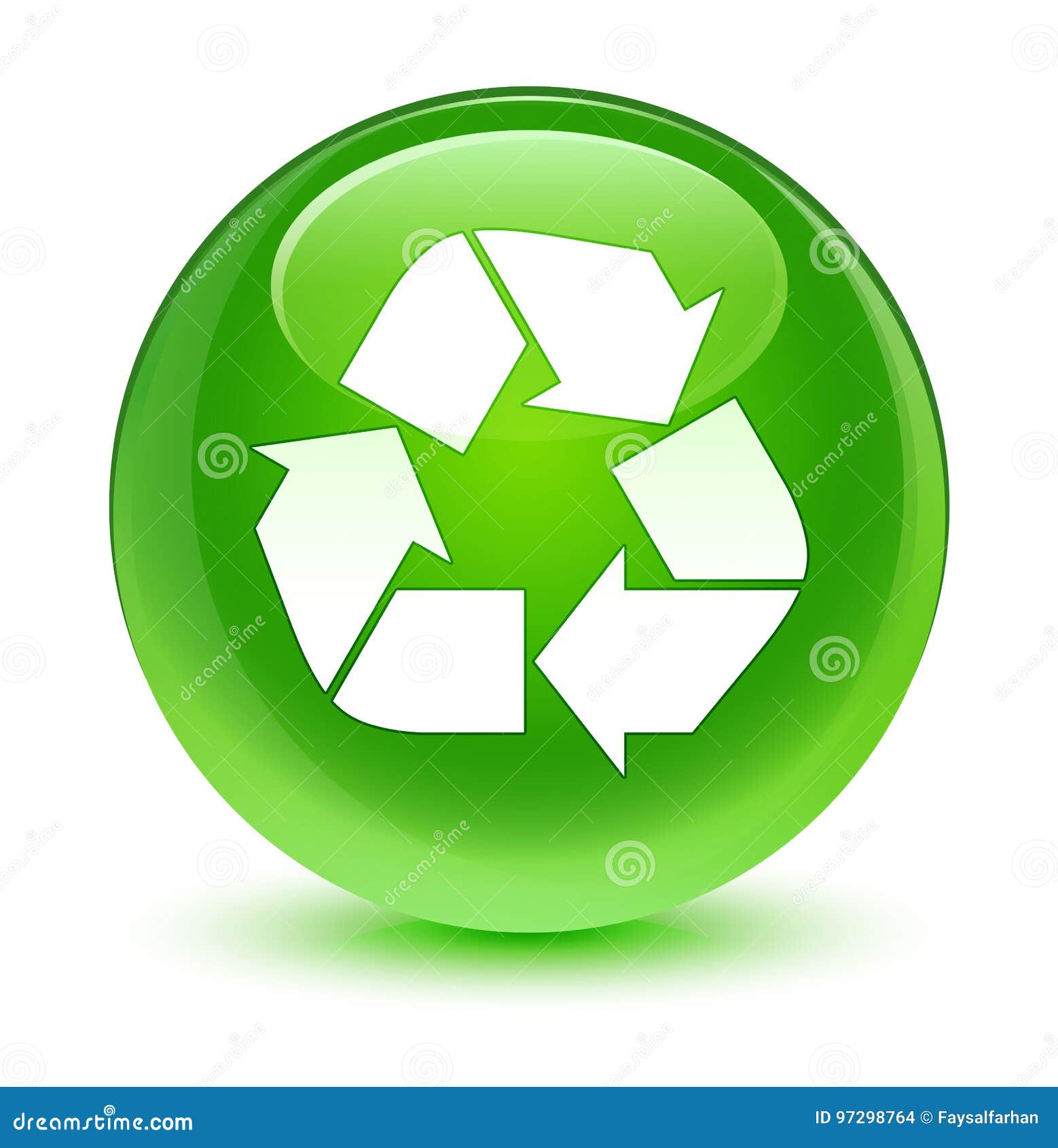 Recycle Icon Glassy Green Round Button Stock Illustration ...