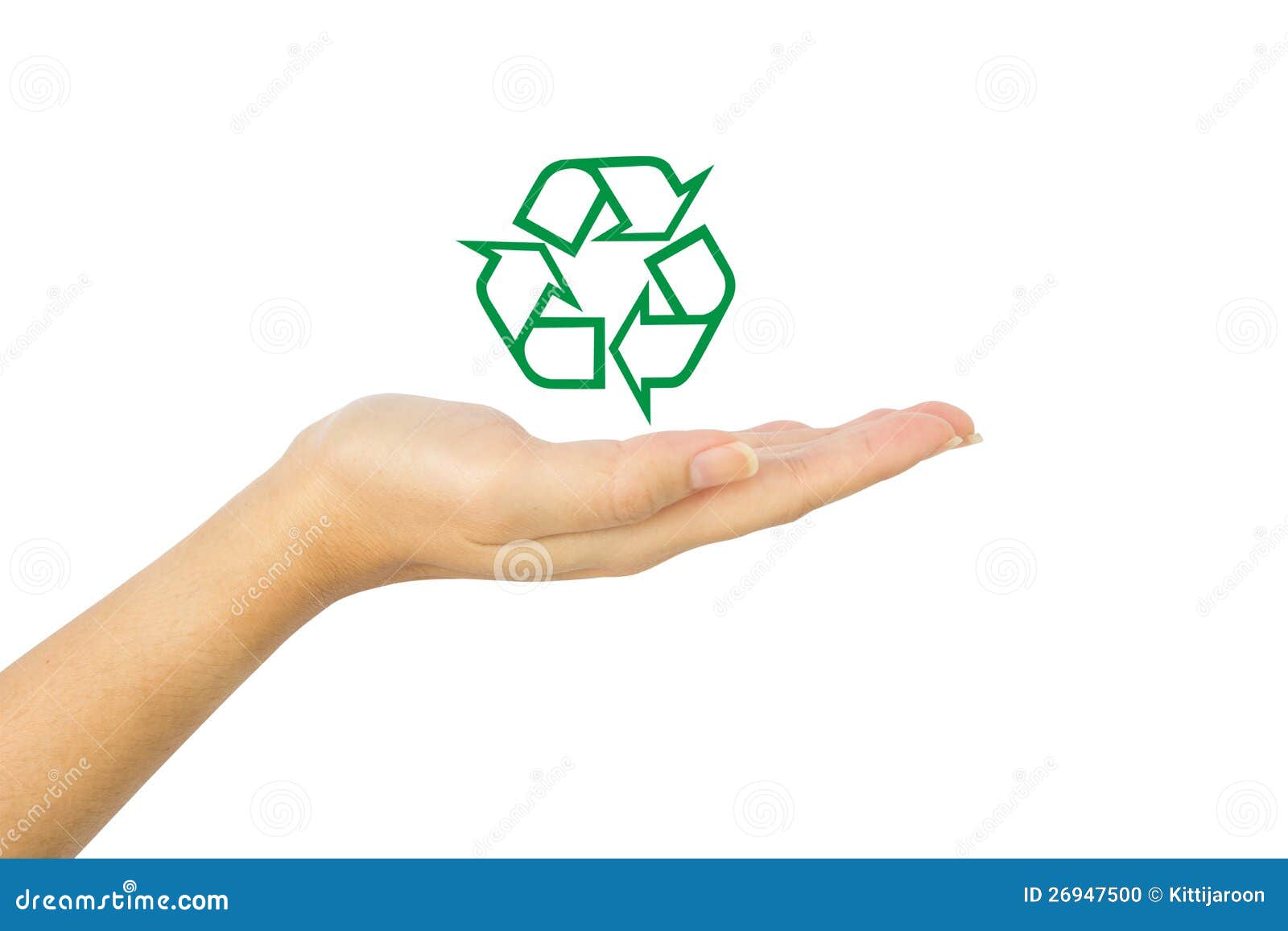 Recycle icon on hand stock photo. Image of sign, gesture - 26947500