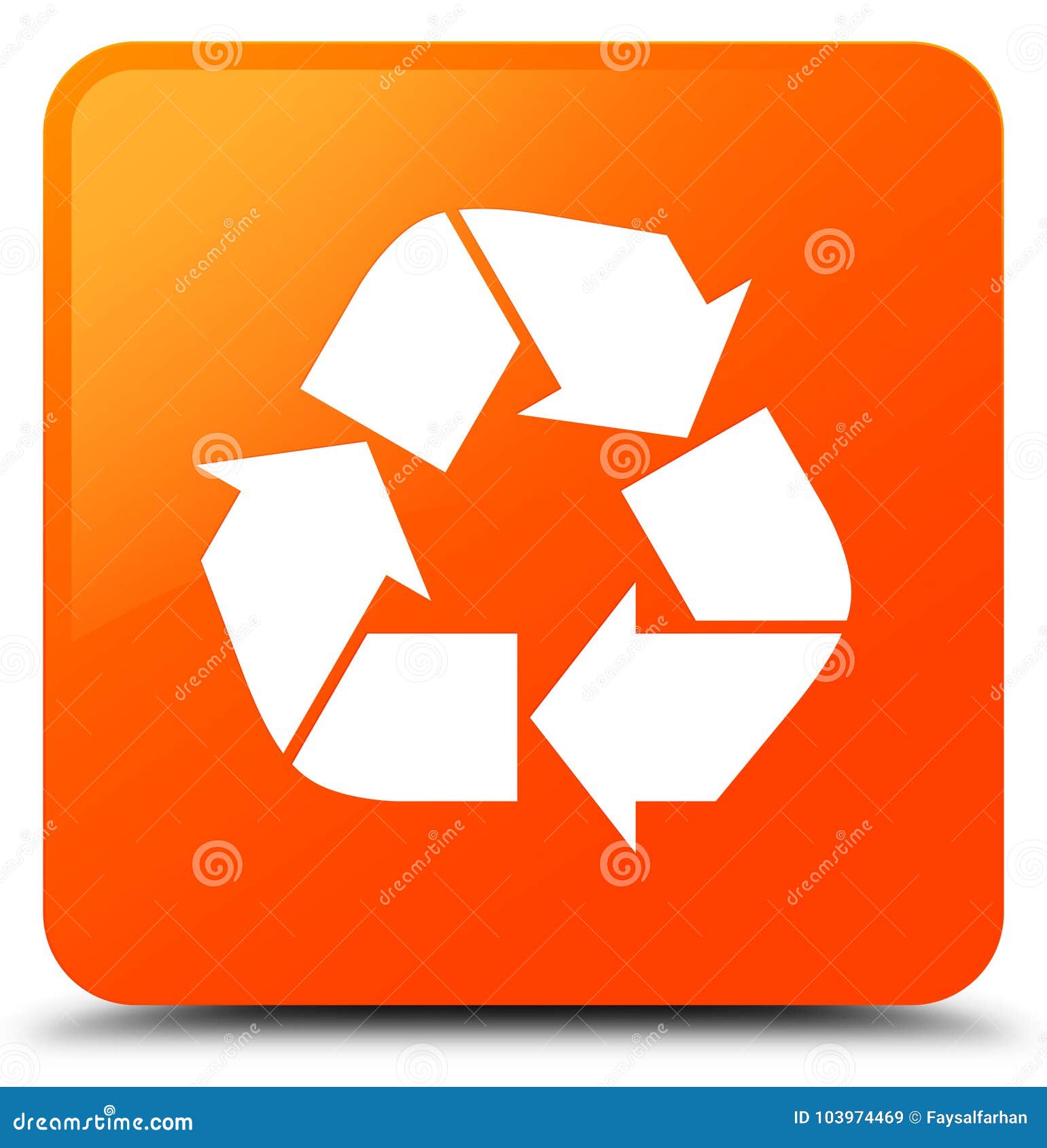 Recycle Icon Orange Square Button Stock Illustration - Illustration of ...