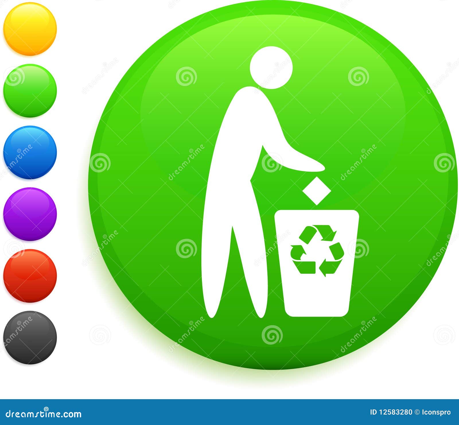 Recycle Icon on Round Internet Button Stock Illustration - Illustration ...