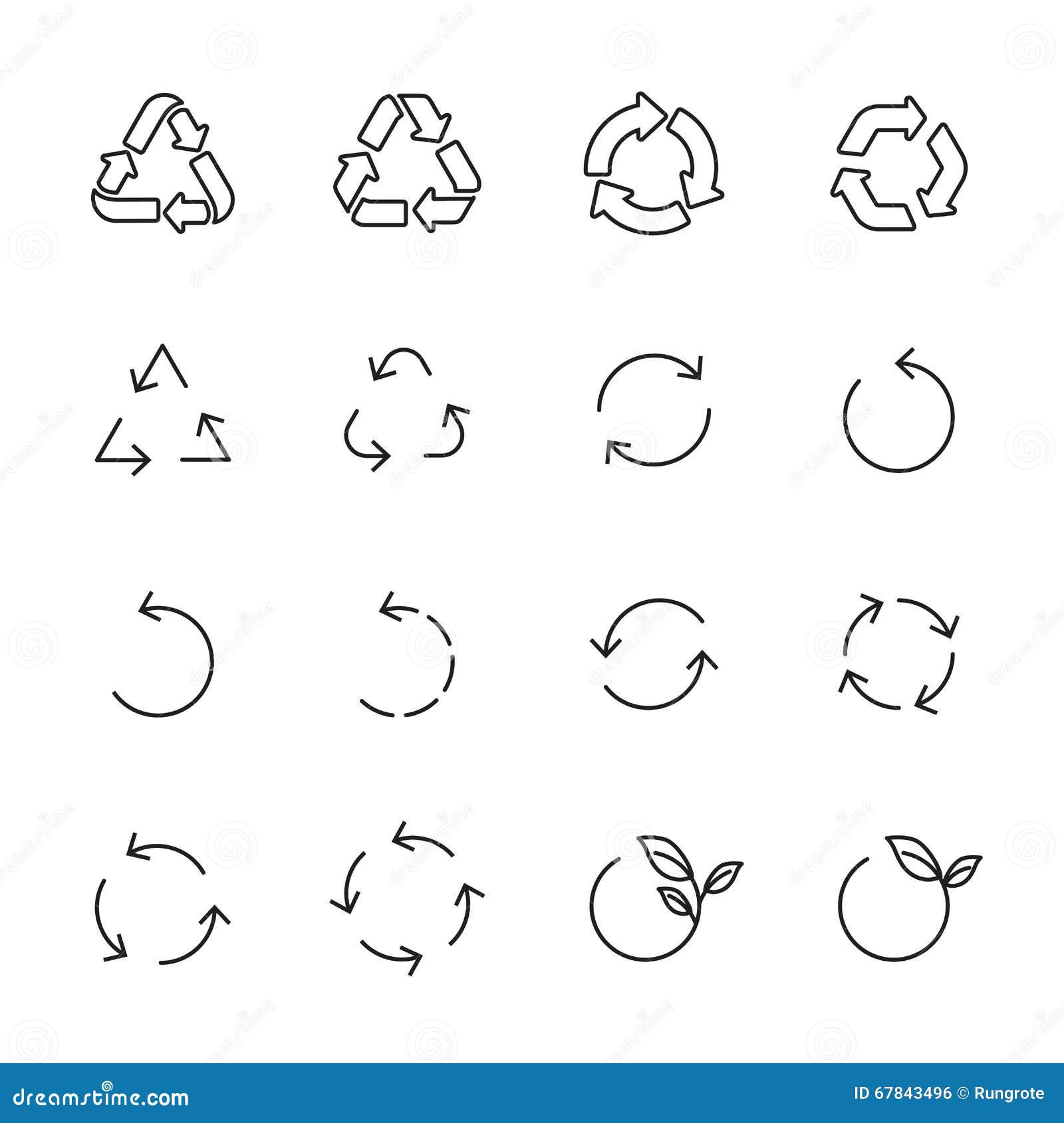 Recycle Icon Set, Line Version, Vector Eps10 Stock Vector ...