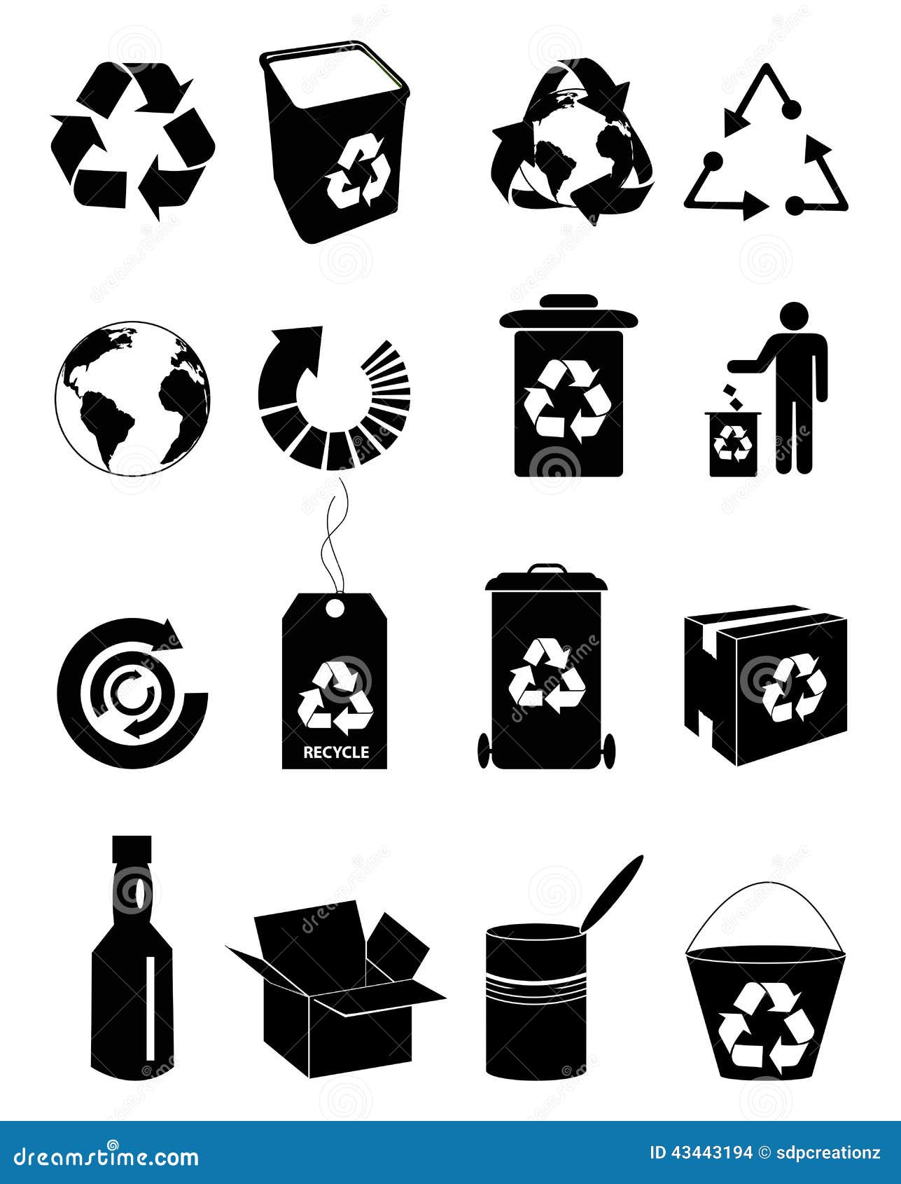 Recycle Bin Icons. Reuse Or Reduce Symbol. Cartoon Vector ...