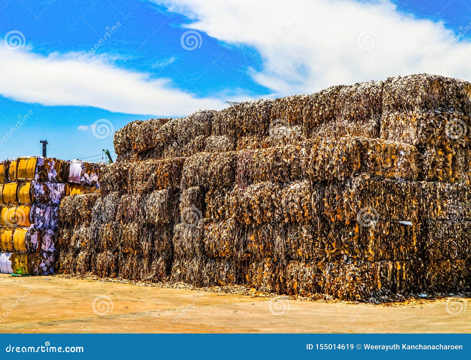 The Recycle Industry Cardboard Garbage Stack and Paper Waste after ...