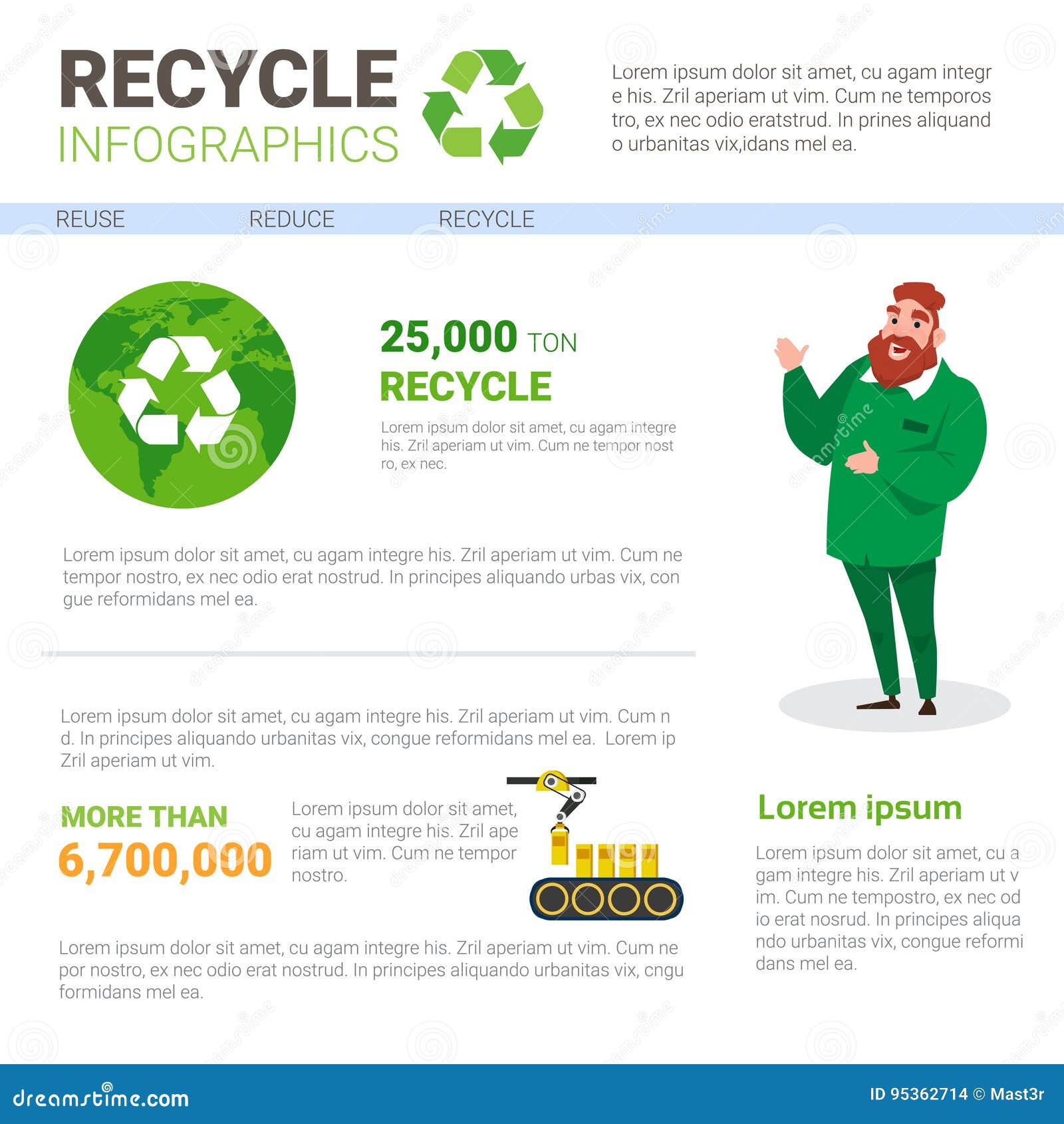 Recycle Infographic Banner Waste Gathering Sorting Garbage Concept ...