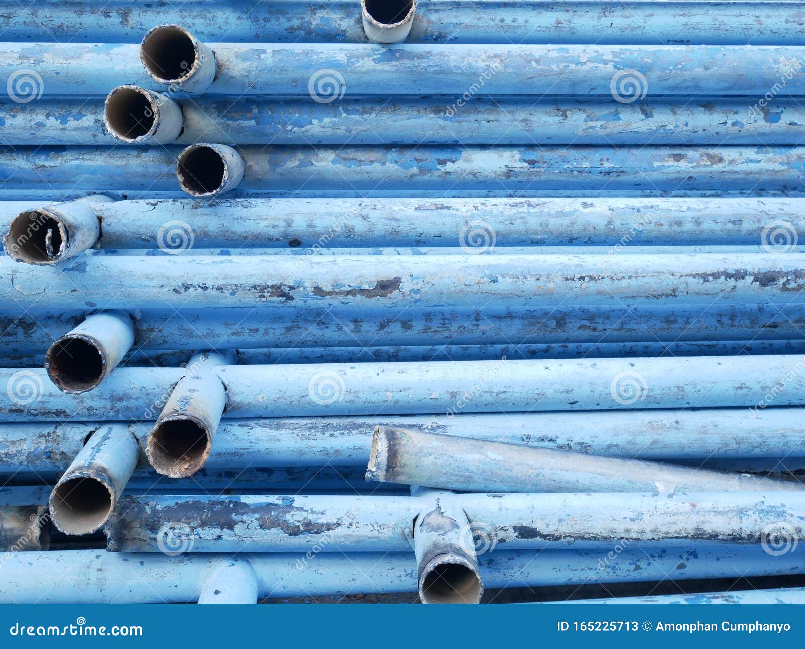 Recycle Iron Tube, Rusty Used Metal Background, Blue Steel Bar Stock ...