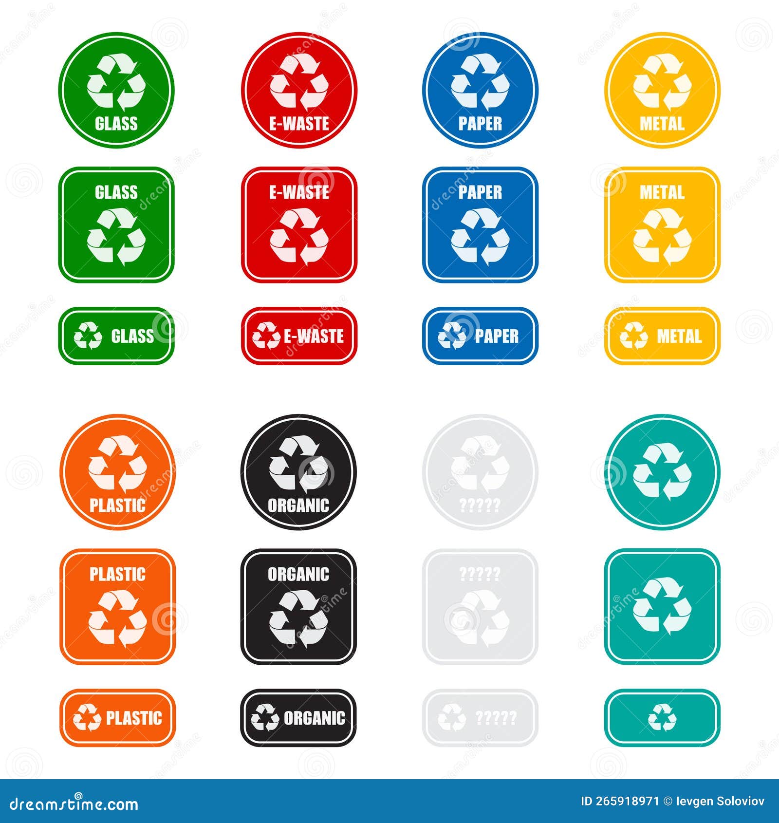 Recycle Labels And Recycling Signs Set, Trash Symbol Vector ...