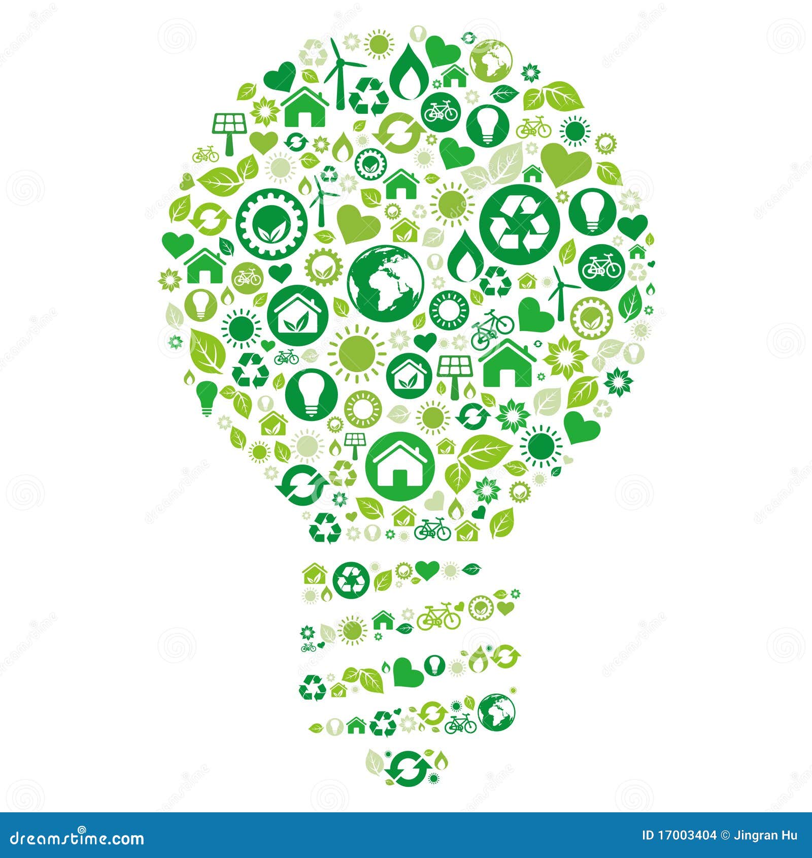 Recycle light bulb stock vector. Illustration of branch - 17003404