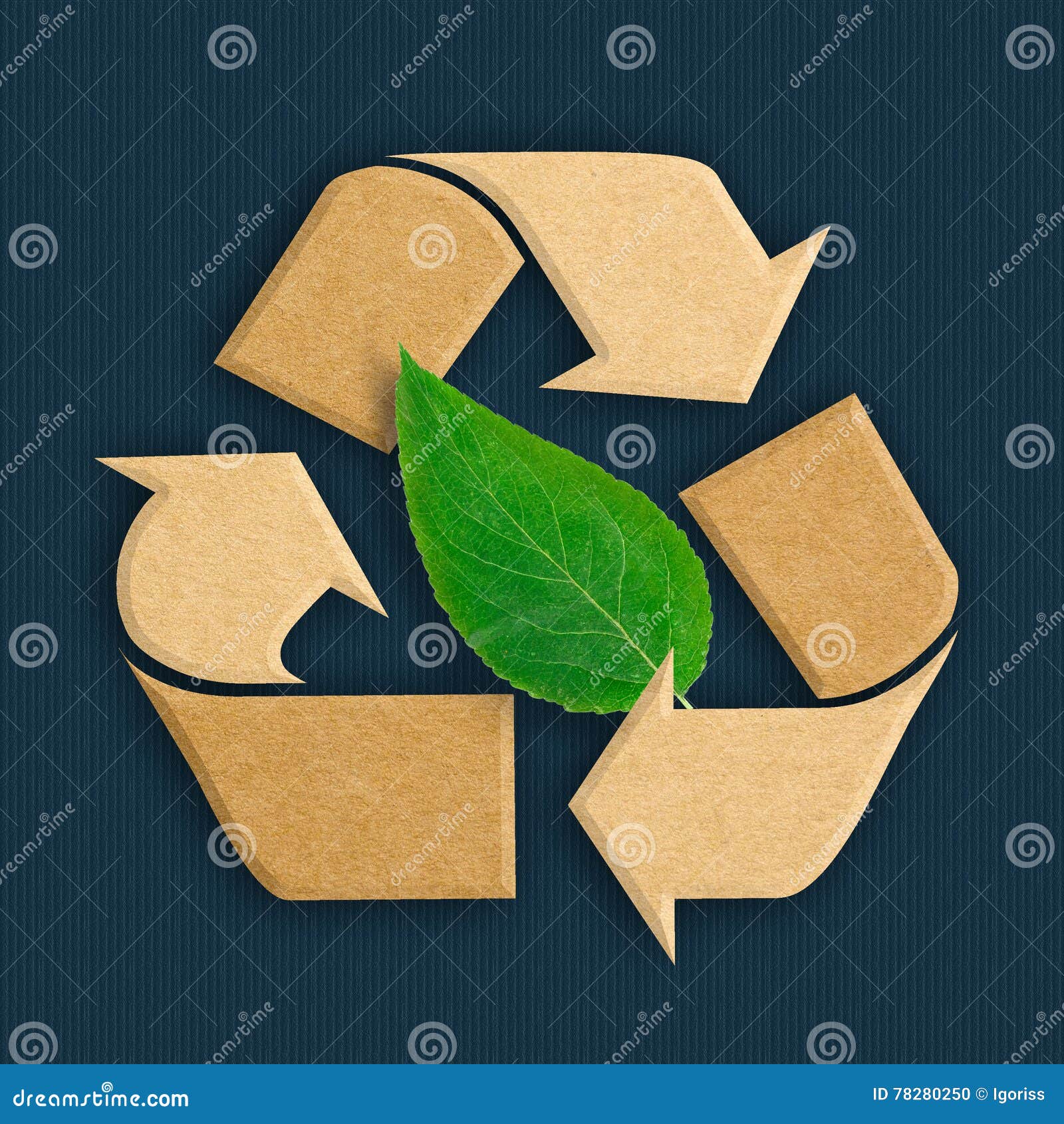 Recycle Logo from Recycled Cardboard with Green Leaf Stock Photo ...