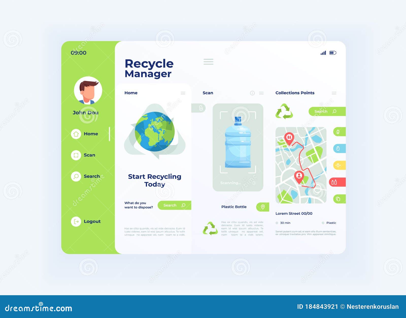 Recycle Manager Tablet Interface Vector Template Stock Vector ...