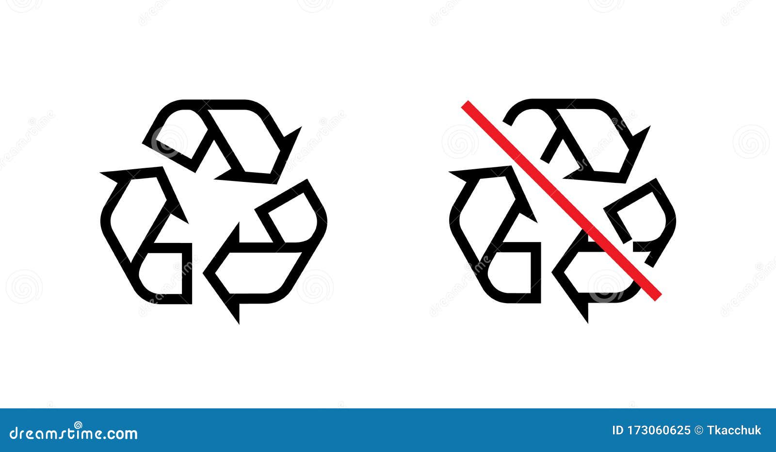 Recycle and Not Recycled Sign. Editable Line Vector Icons Set. Stock ...