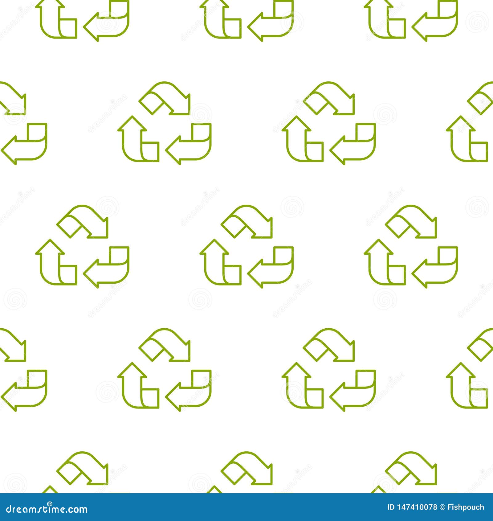 Recycle Outline Green Symbol Pattern. Seamless Simple Line Illustration ...
