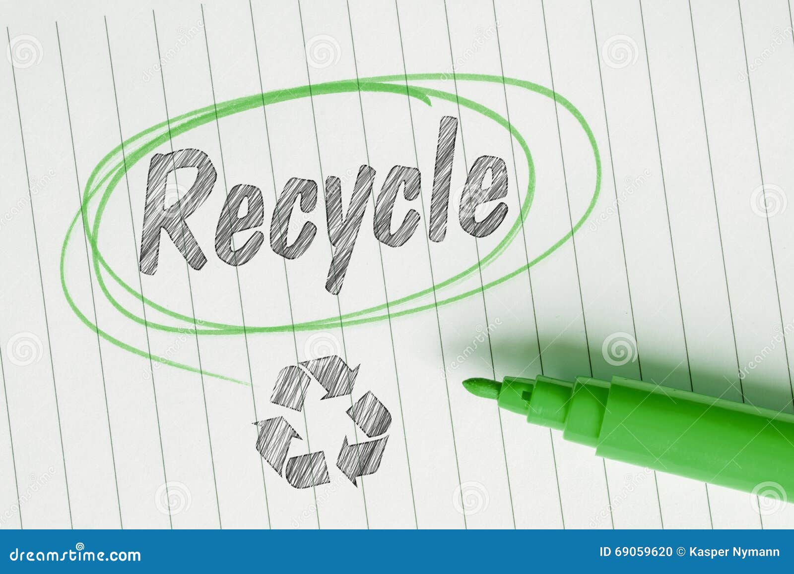 Recycle Paper Note with a Sketch Stock Photo - Image of communication ...