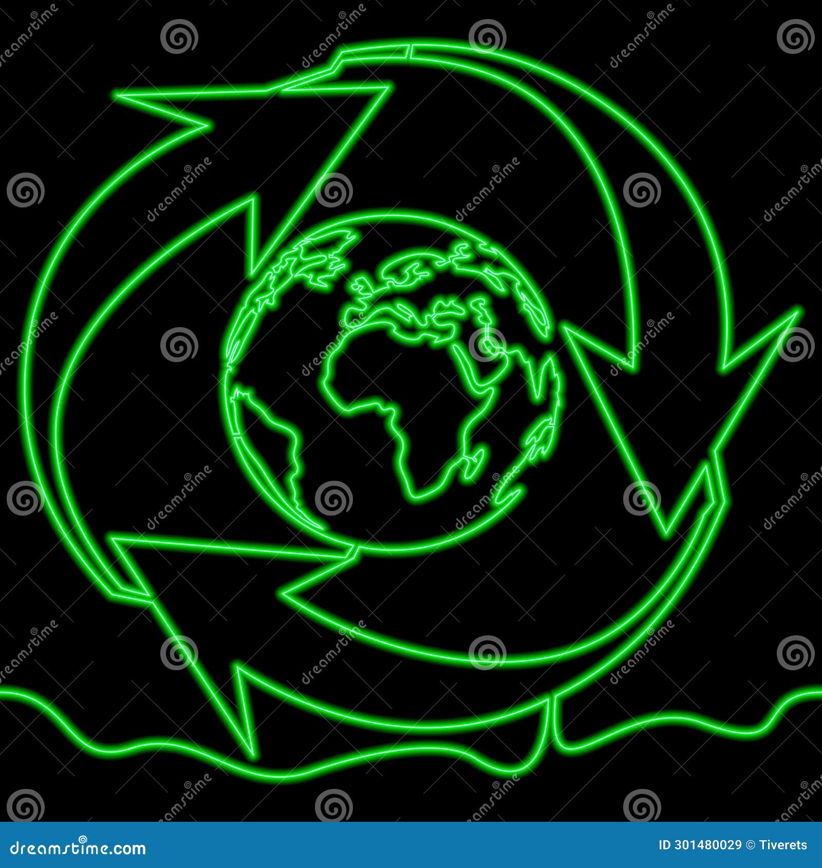 Recycle Planet Earth Icon Neon Glow Vector Concept Stock Vector ...