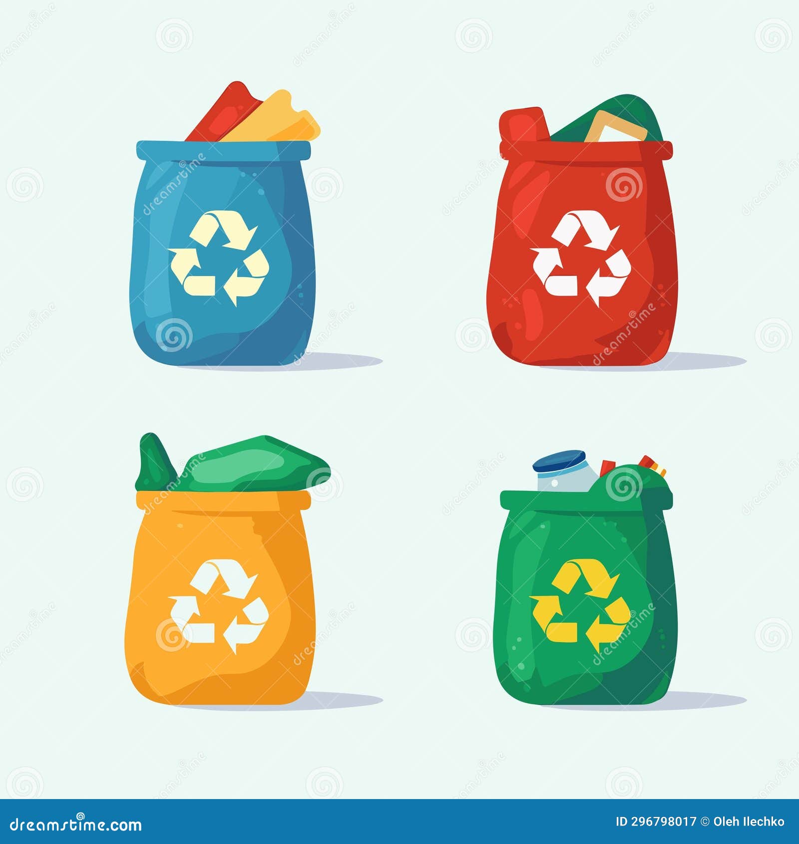Recycle Plastic Bag Set Vector Flat Isolated Illustration Stock Vector ...