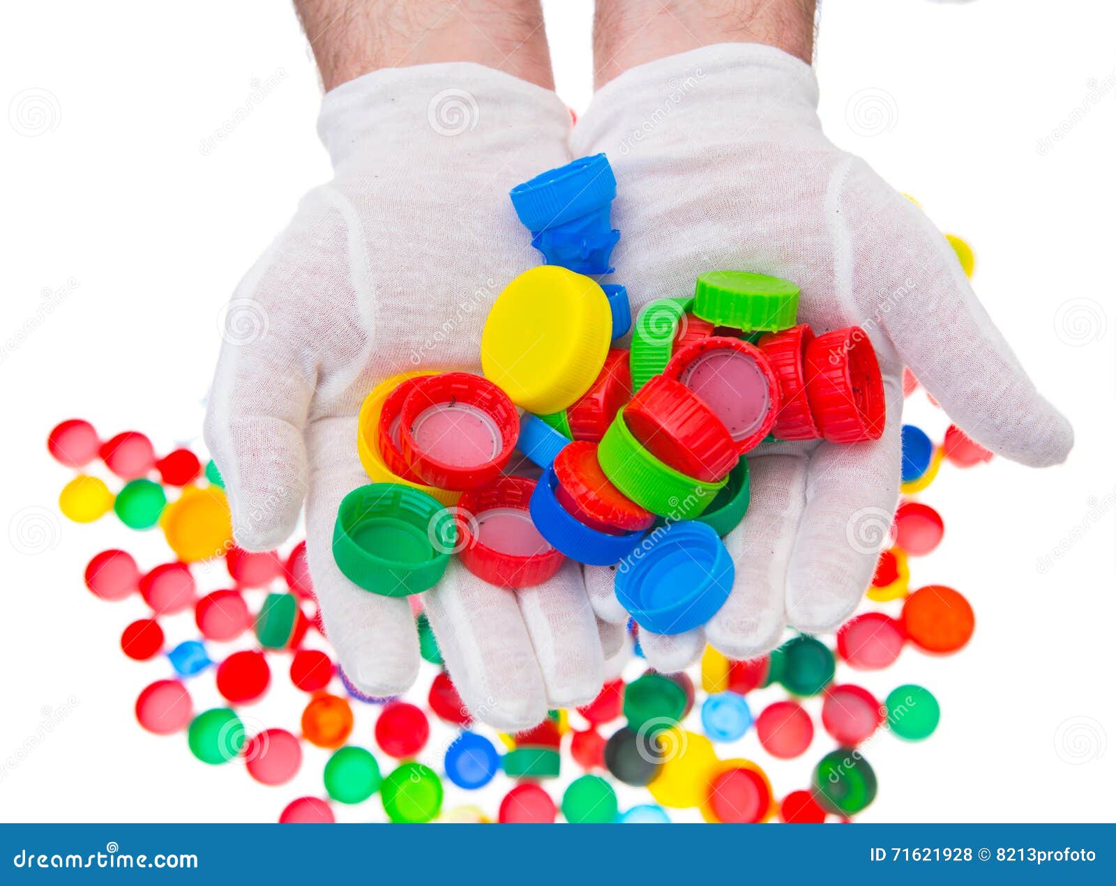 Recycle Plastic Bottle Caps, Color Plastic Caps Stock Photo - Image of ...