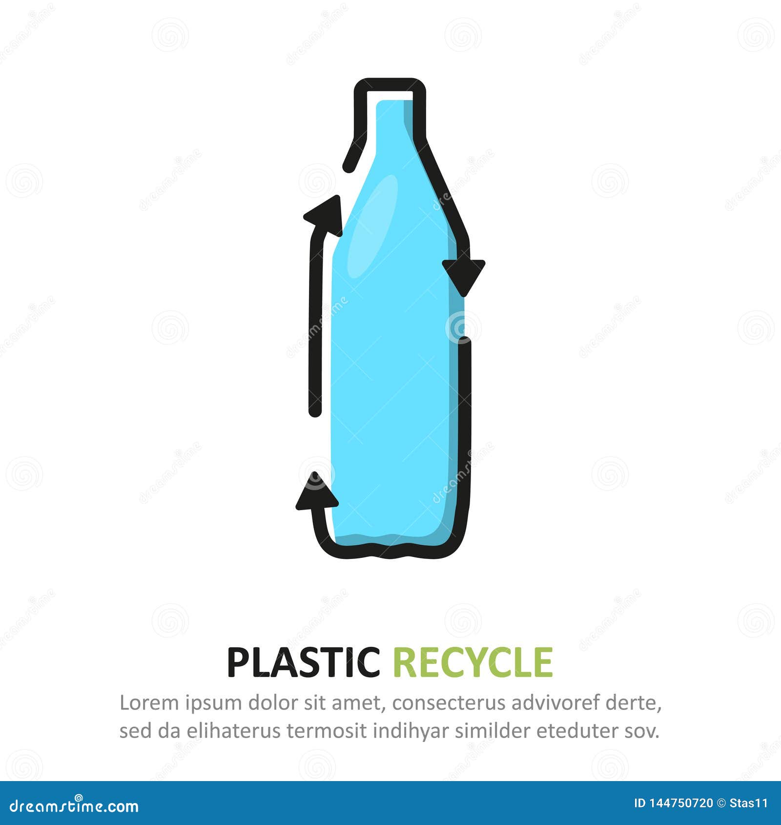 Recycle Plastic Icon in a Flat Design. Vector Illustration Stock Vector ...
