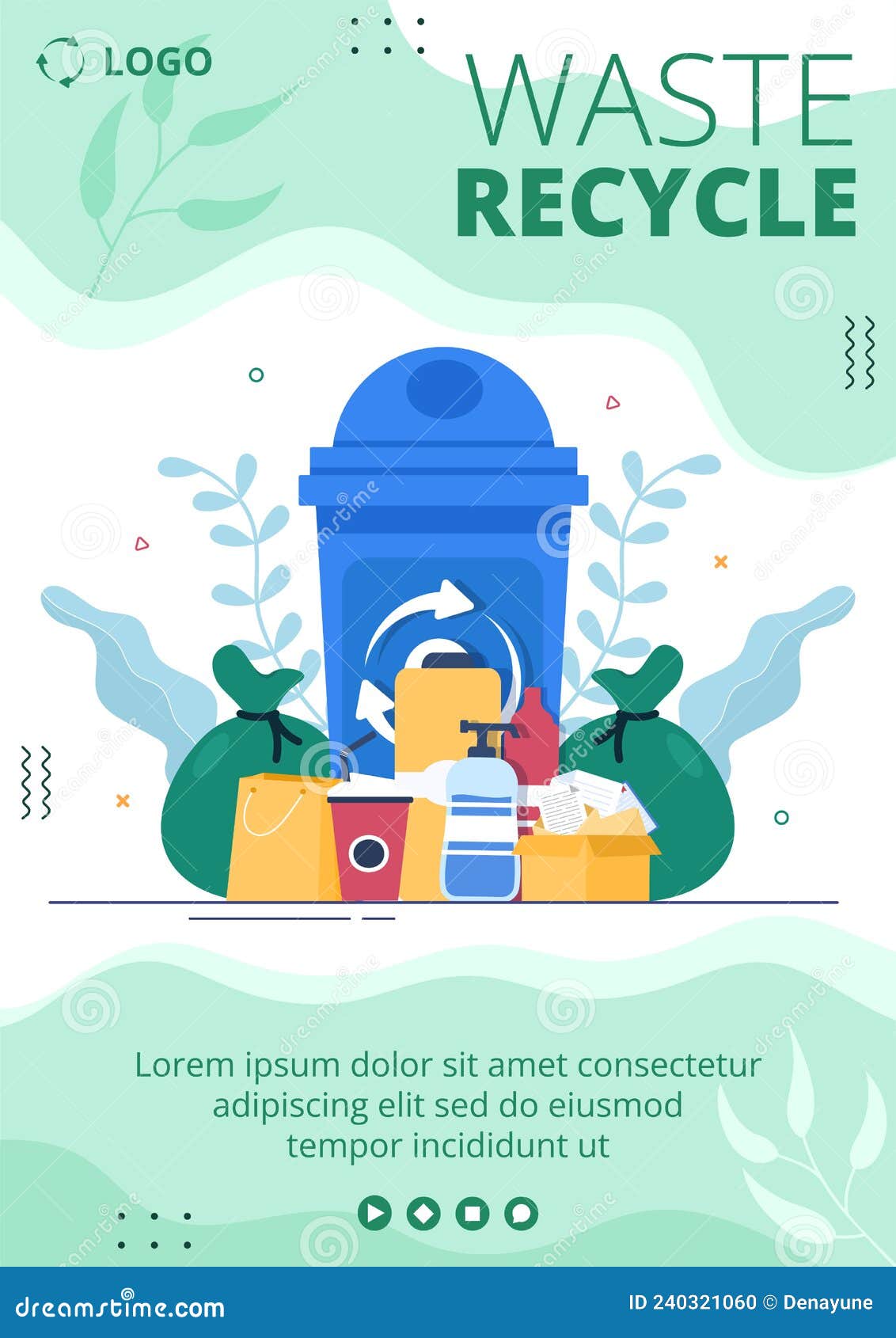 Recycle Process with Trash Flyer Template Flat Illustration Editable of ...