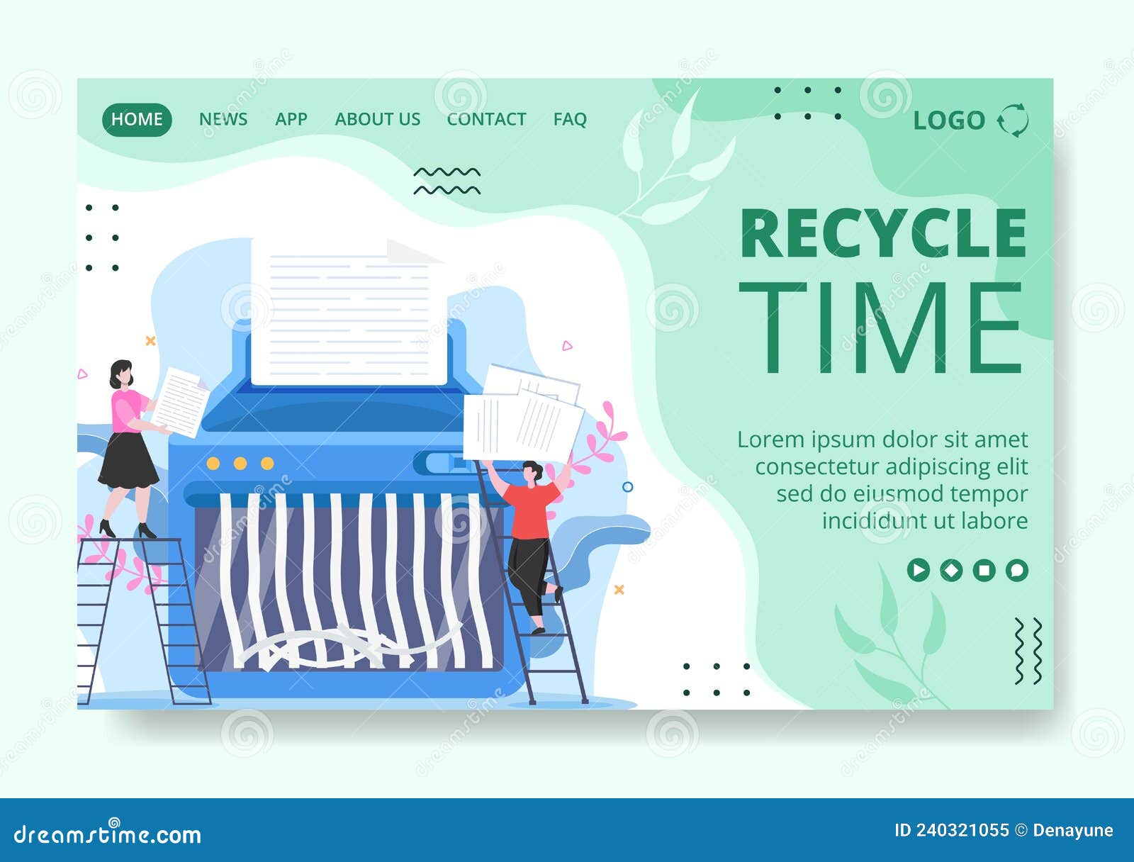 Recycle Process with Trash Landing Page Template Flat Illustration ...