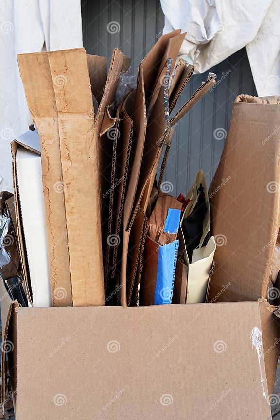 Recycle Ready Cardboard Boxes Folded into a Large Box Stock Image ...