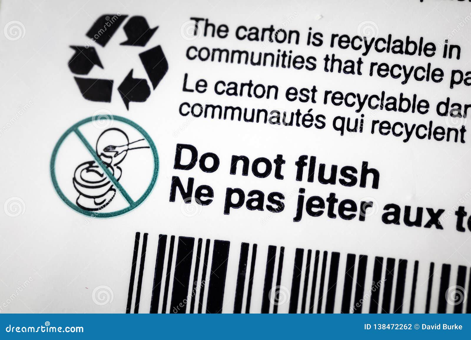 Recycle Recyclable Carton Container Label Flush Stock Photo - Image of ...