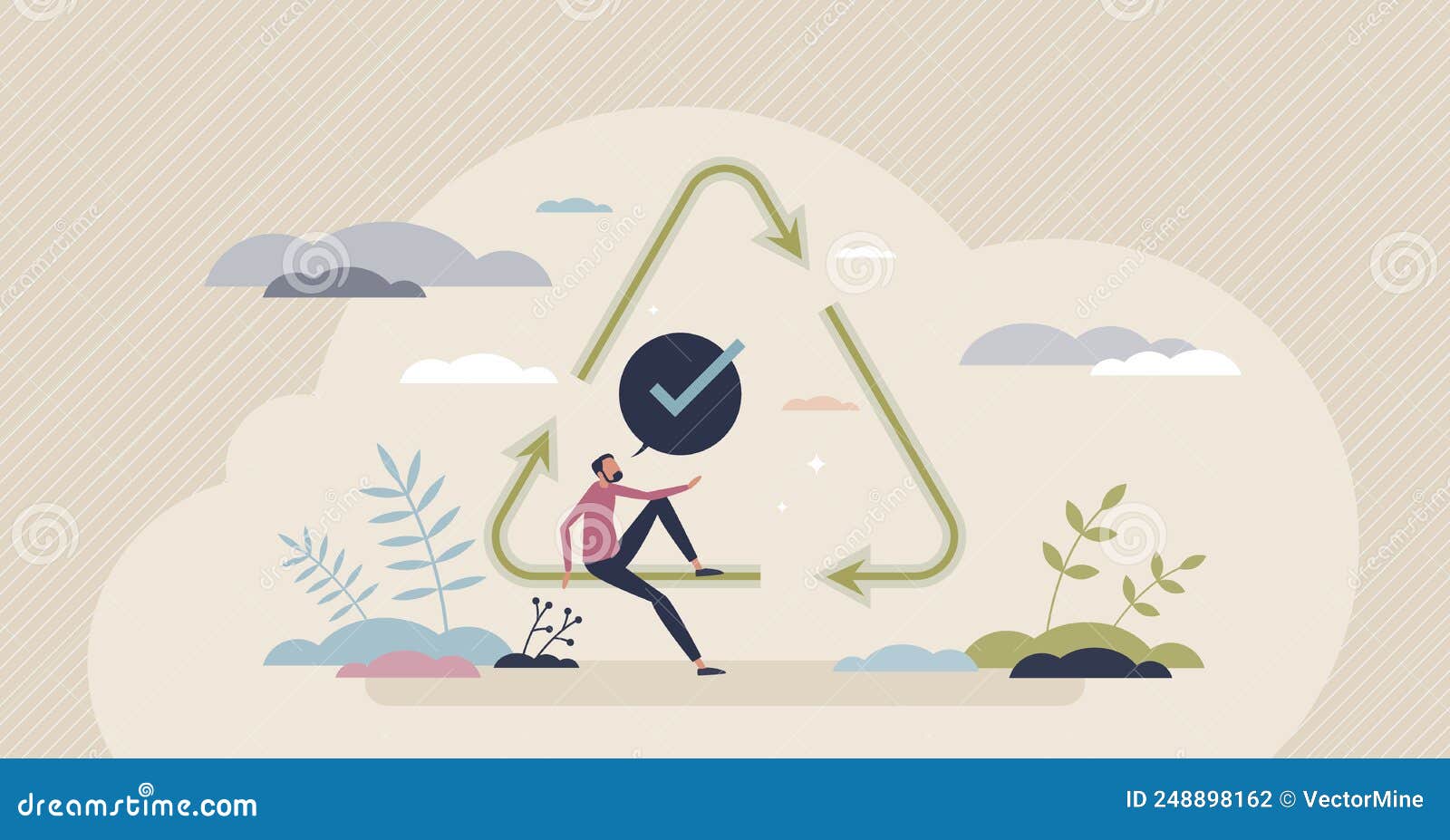 Recycle Shape Sign As Environment Friendly Activity Tiny Person Concept ...