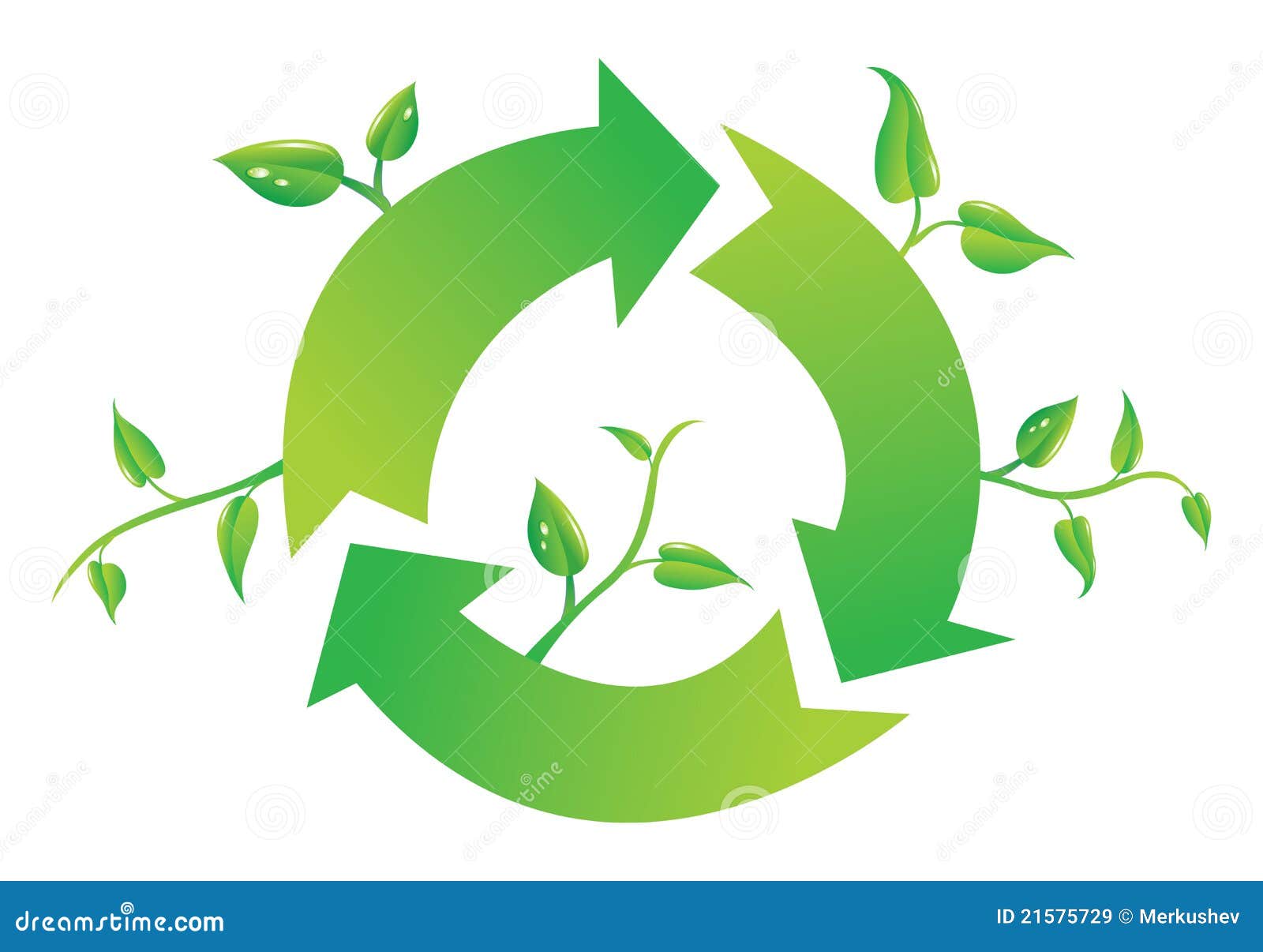 Recycle Sign, Branch and Leaves Stock Illustration - Illustration of ...