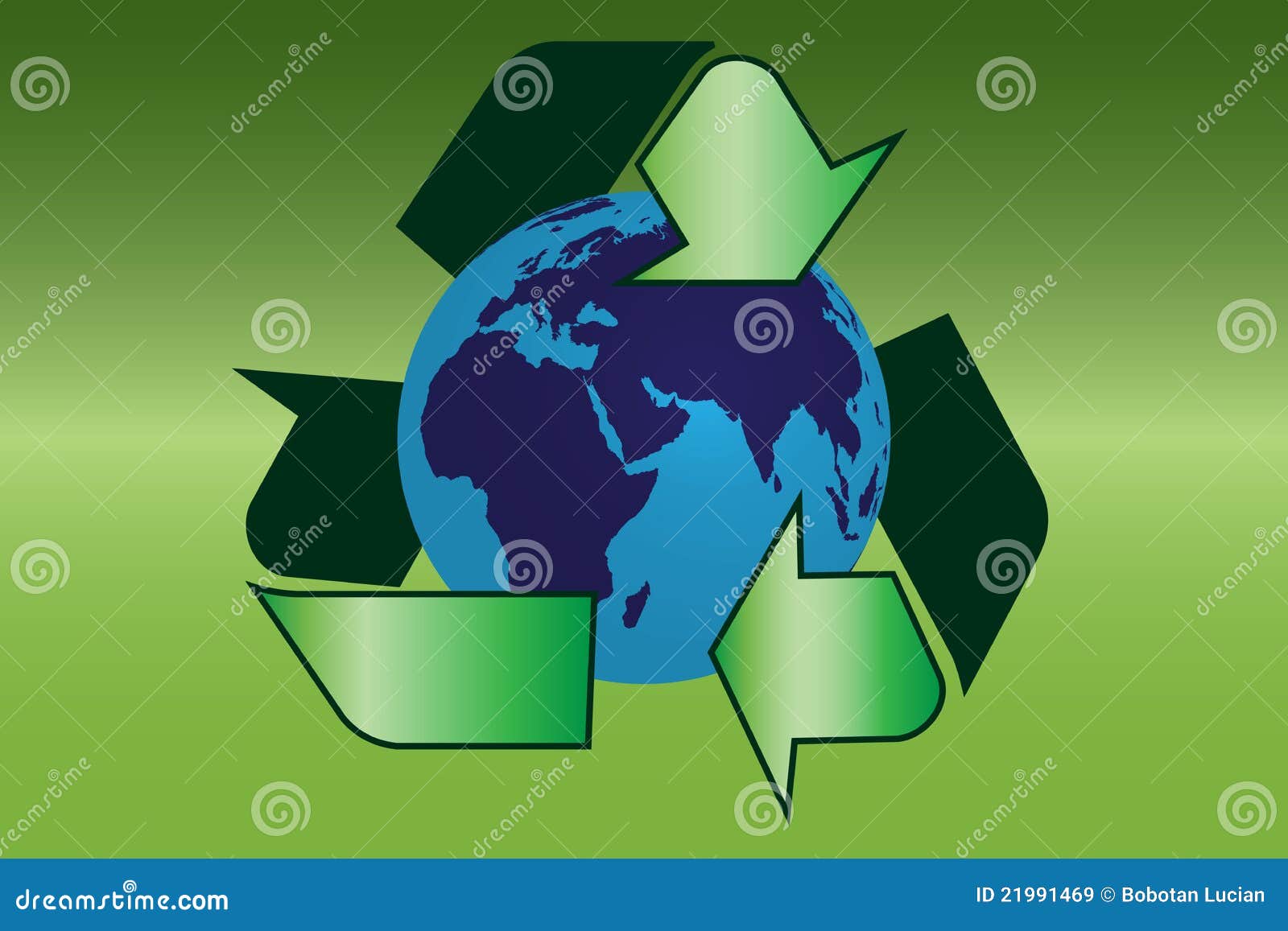 Recycle sign with earth stock vector. Illustration of arrows - 21991469